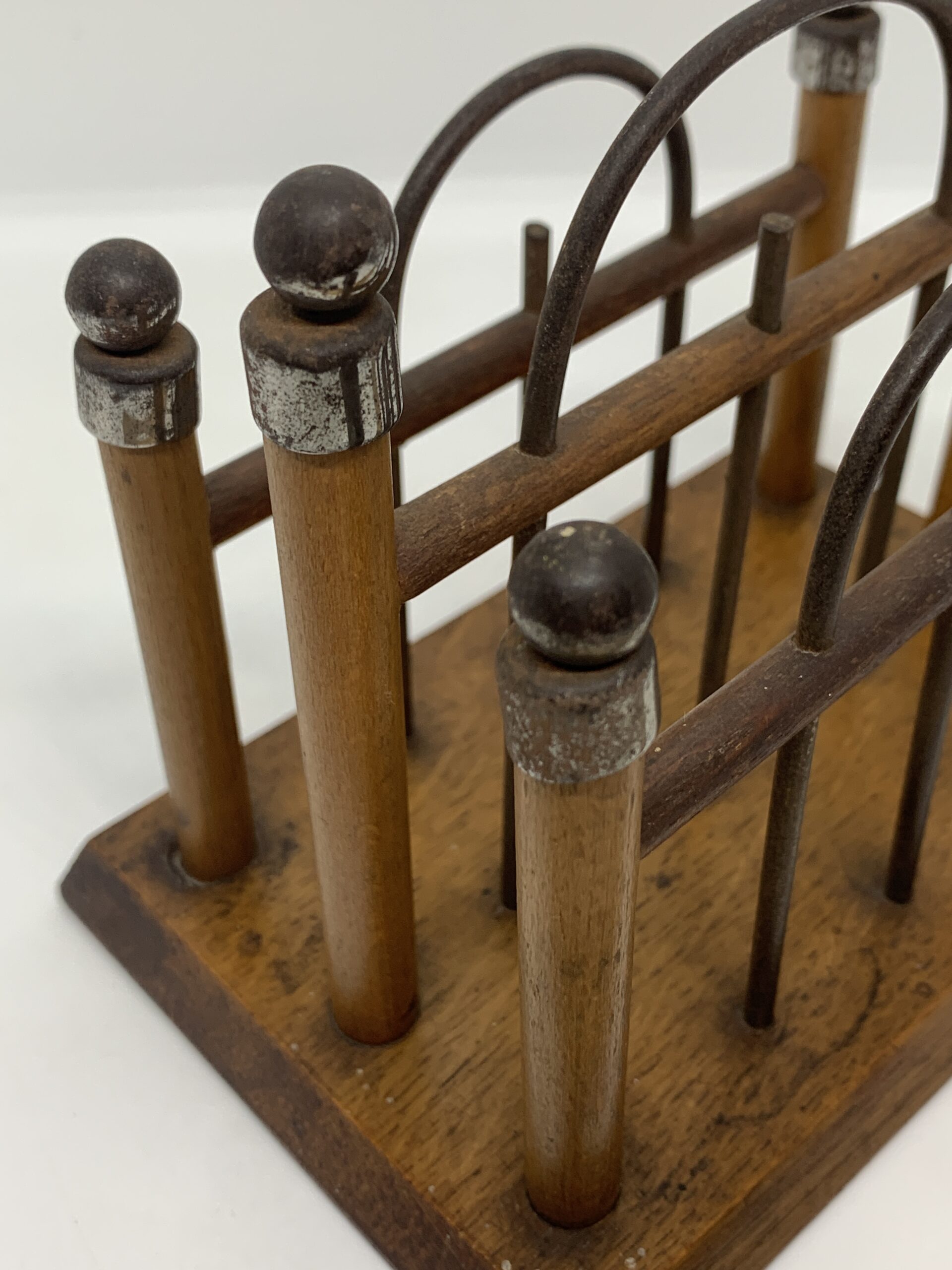 Antique Wood and Metal Letter Rack approx 15cm high - Vintage Keepsakes