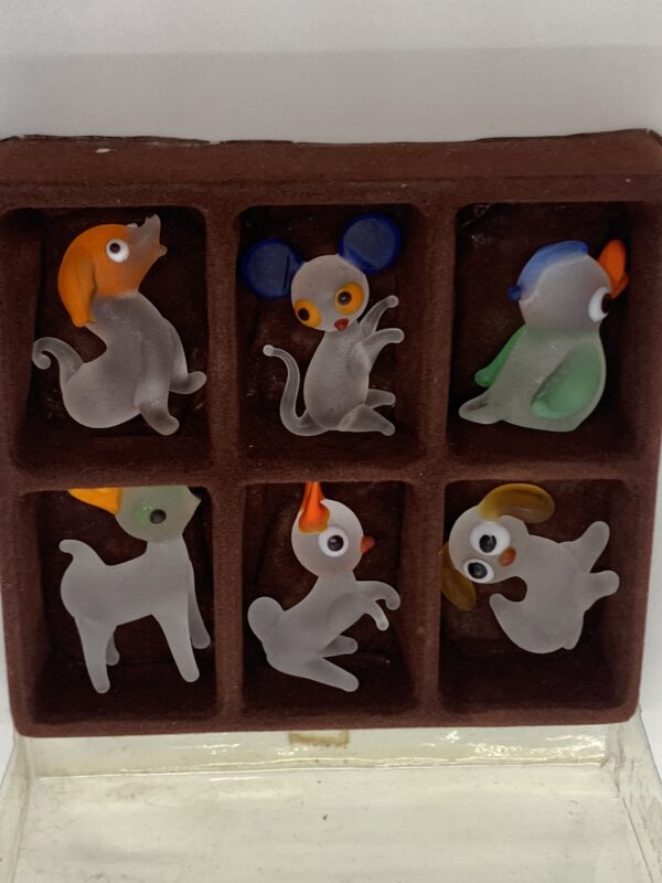 Set of 6 Small Glass Animals in Original Box - Vintage Keepsakes