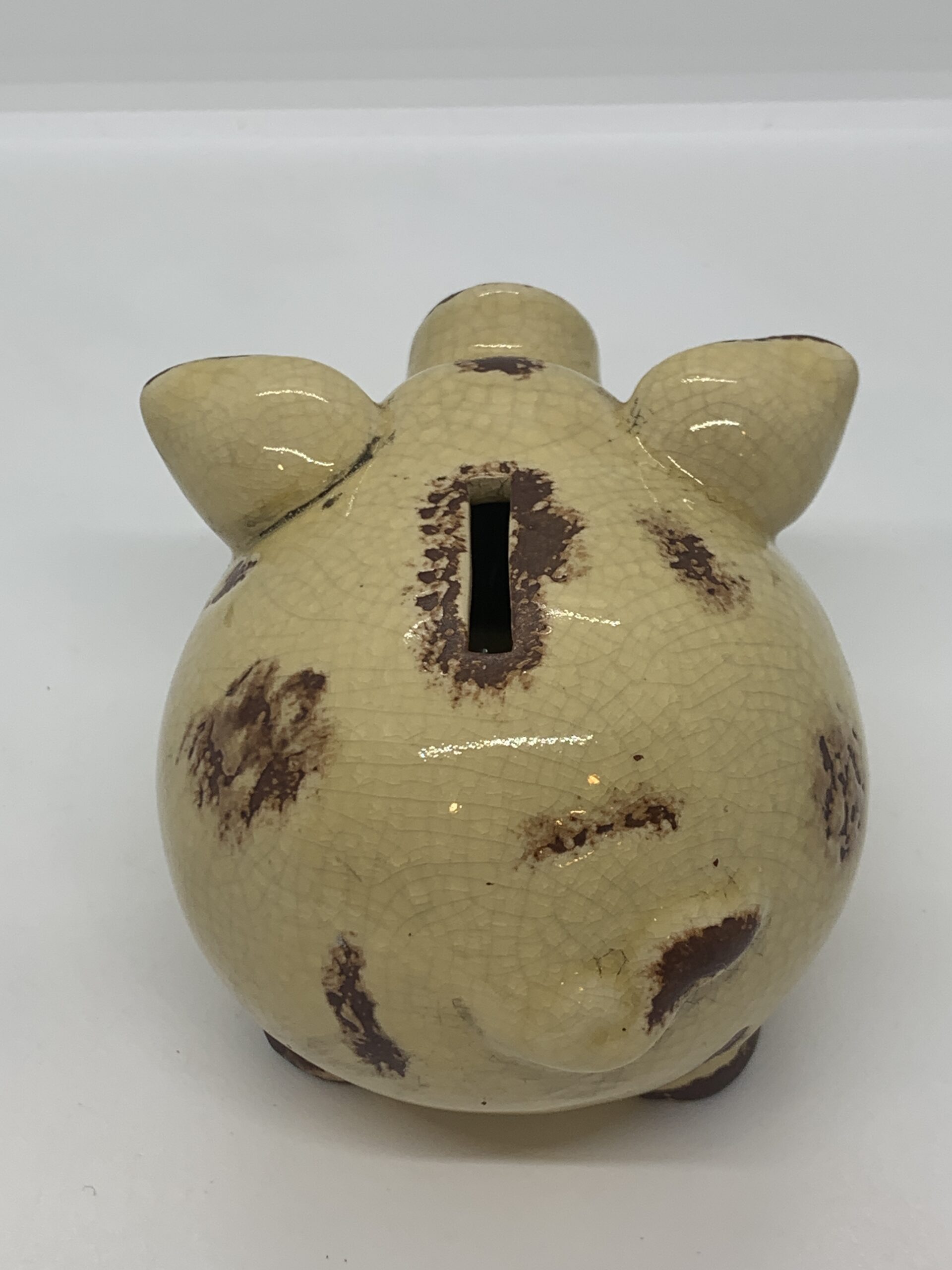 Rustic Look Pottery Pig Money Box 9cm high - Vintage Keepsakes