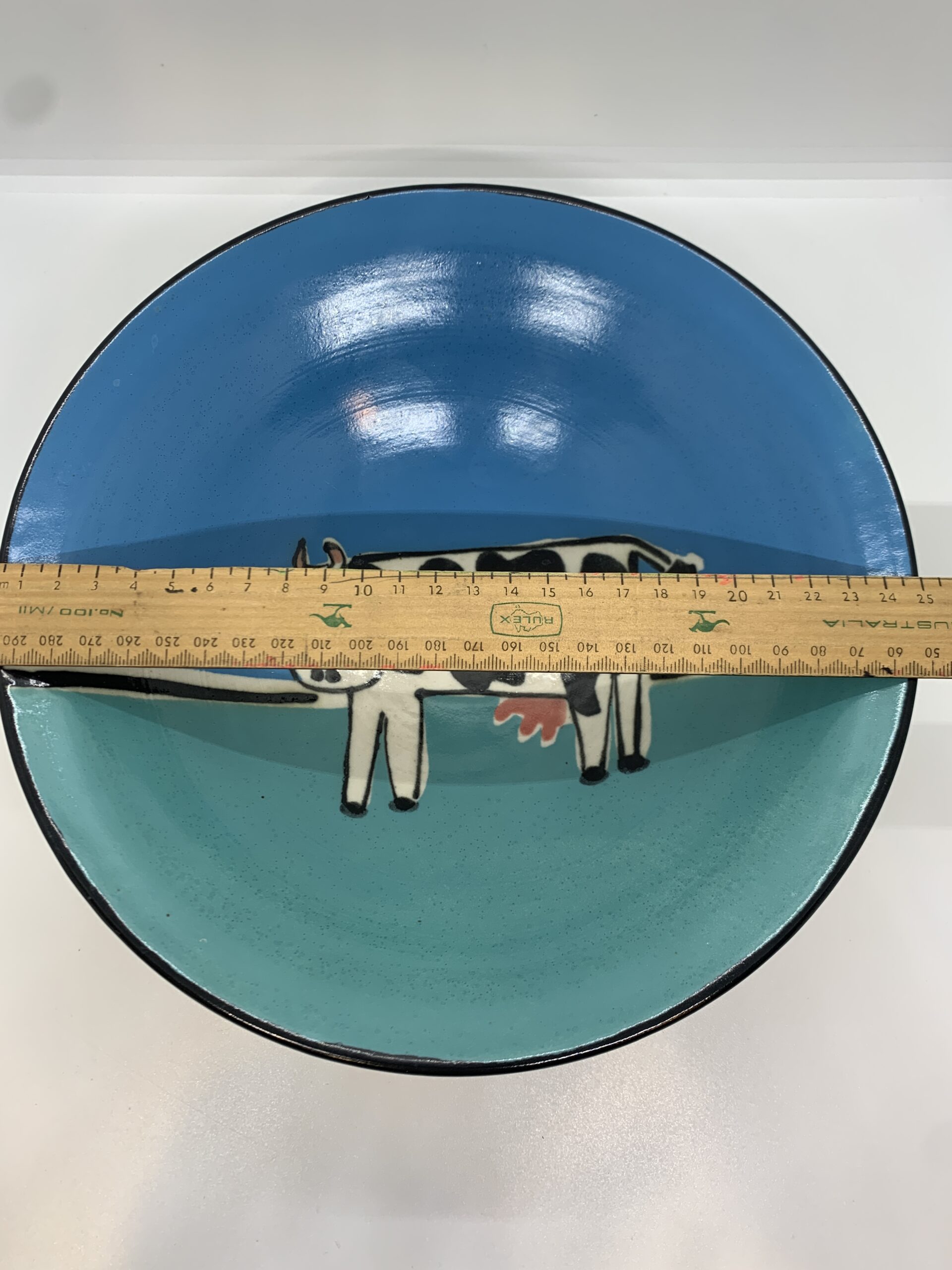 Studio Pottery 25cm Bowl with Cow image - marked on base (AF) - Vintage ...