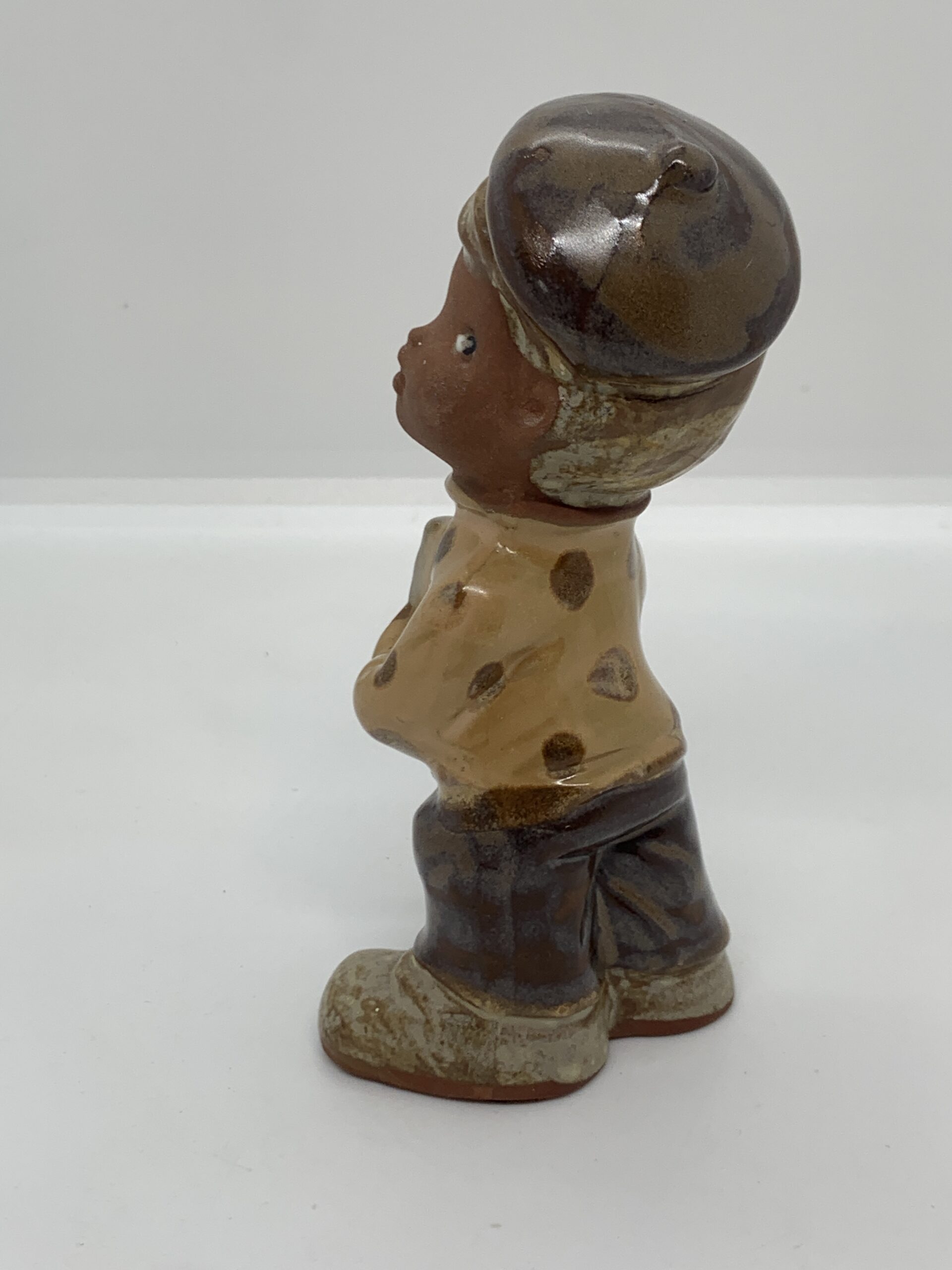 Vintage Japanese Ceramic Boy Holding Boat 12cm - Vintage Keepsakes
