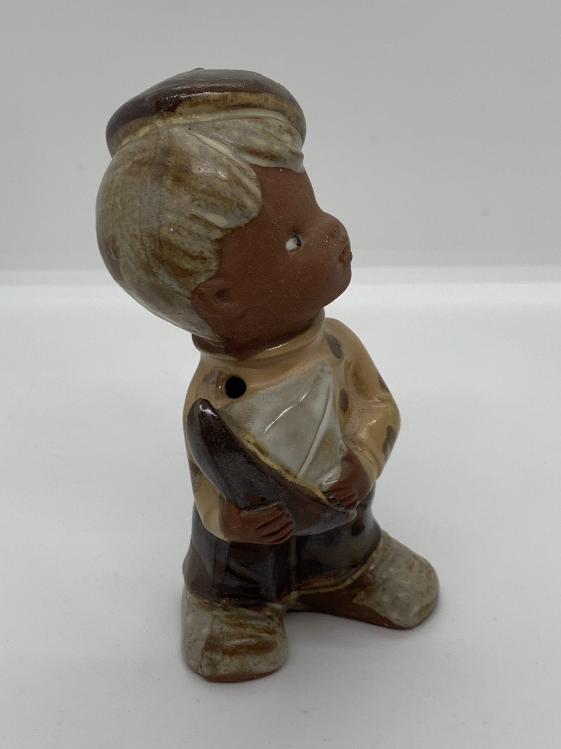 Vintage Japanese Ceramic Boy Holding Boat 12cm - Vintage Keepsakes