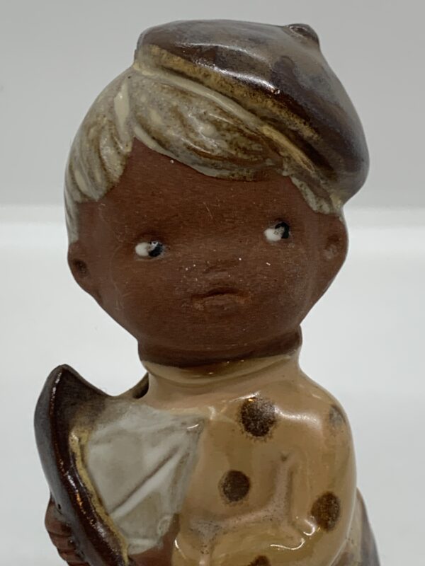 Vintage Japanese Ceramic Boy Holding Boat 12cm - Vintage Keepsakes