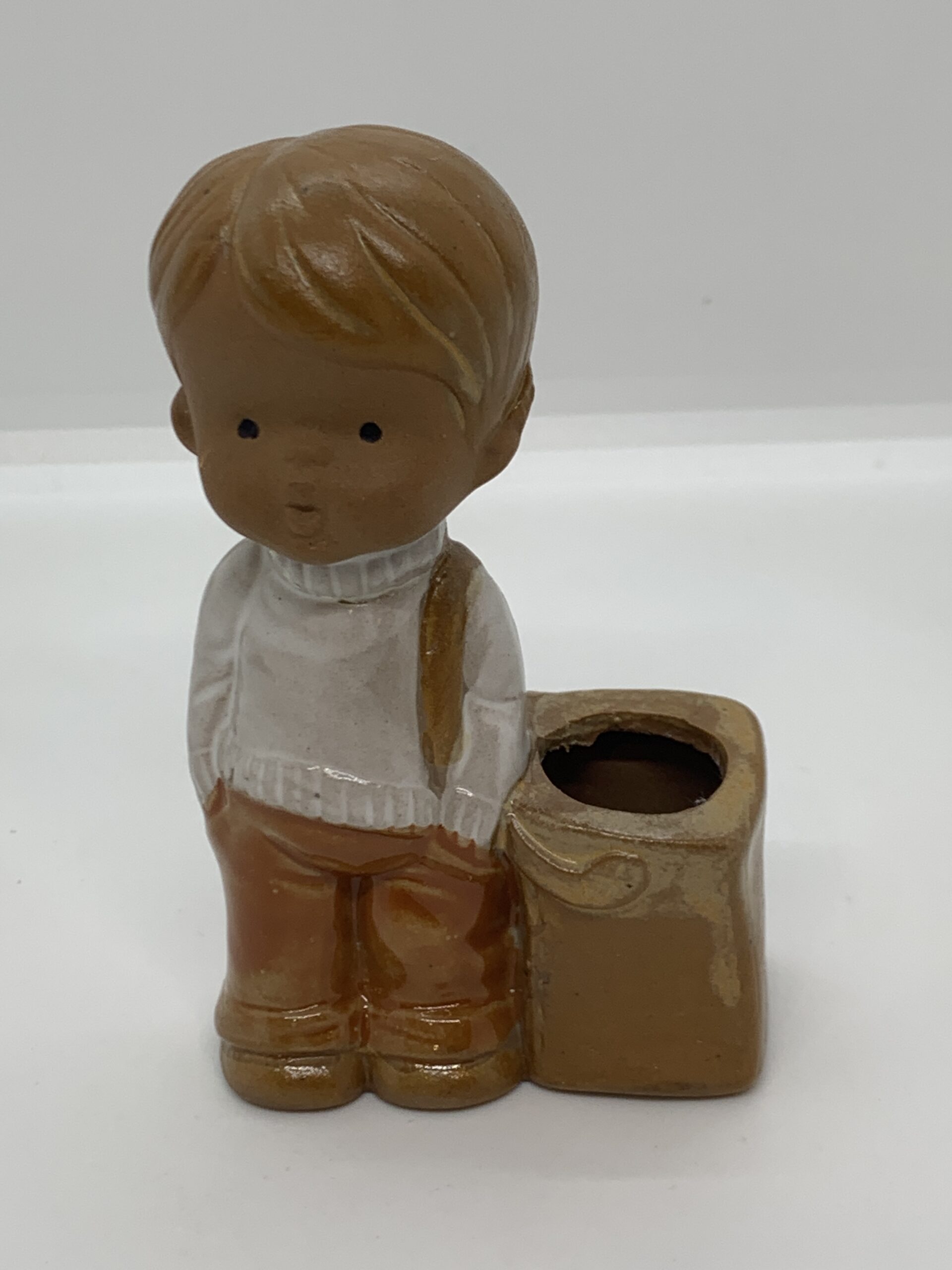 Vintage Japanese Ceramic Boy with Pot 10cm (toothpick holder) - Vintage ...