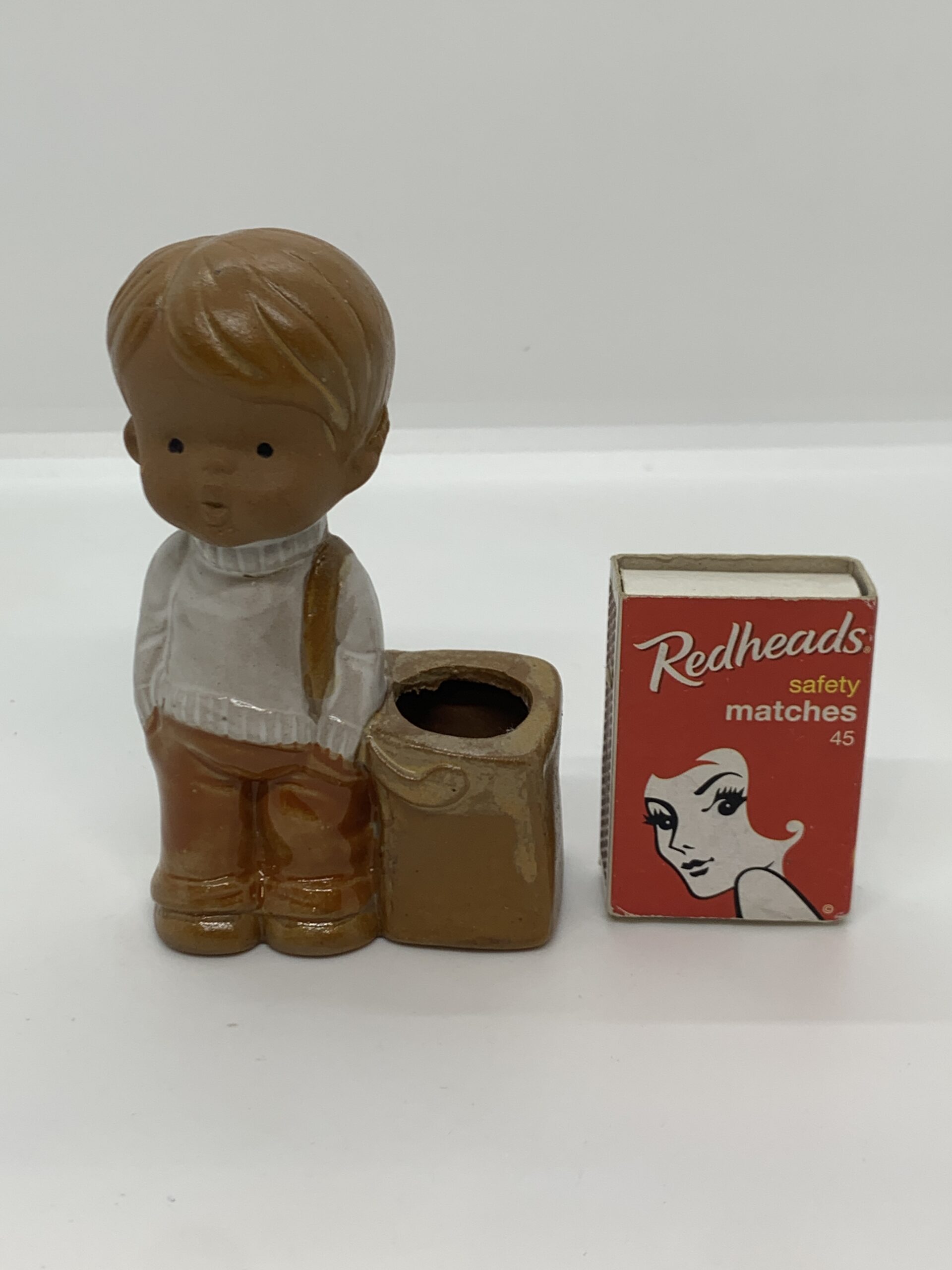 Vintage Japanese Ceramic Boy with Pot 10cm (toothpick holder) - Vintage ...