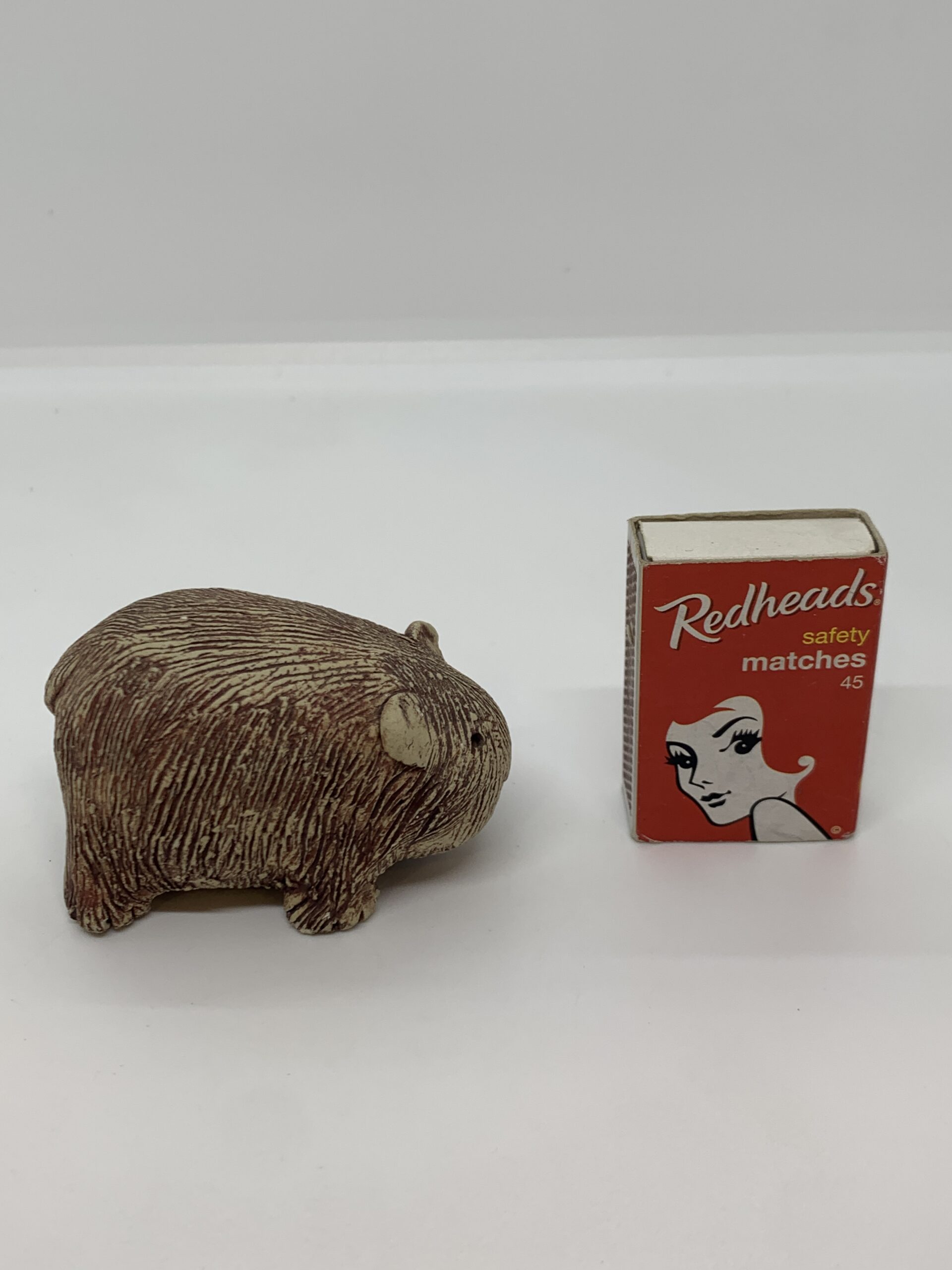 Pottery Wombat marked to base 7cm long - Vintage Keepsakes