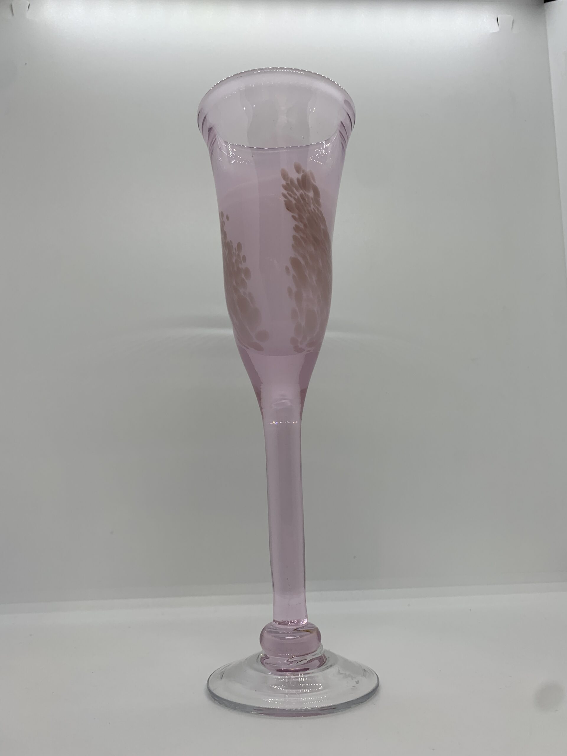 Pink Hand Blown Art Glass Champagne Flute 23cm - Vintage Keepsakes