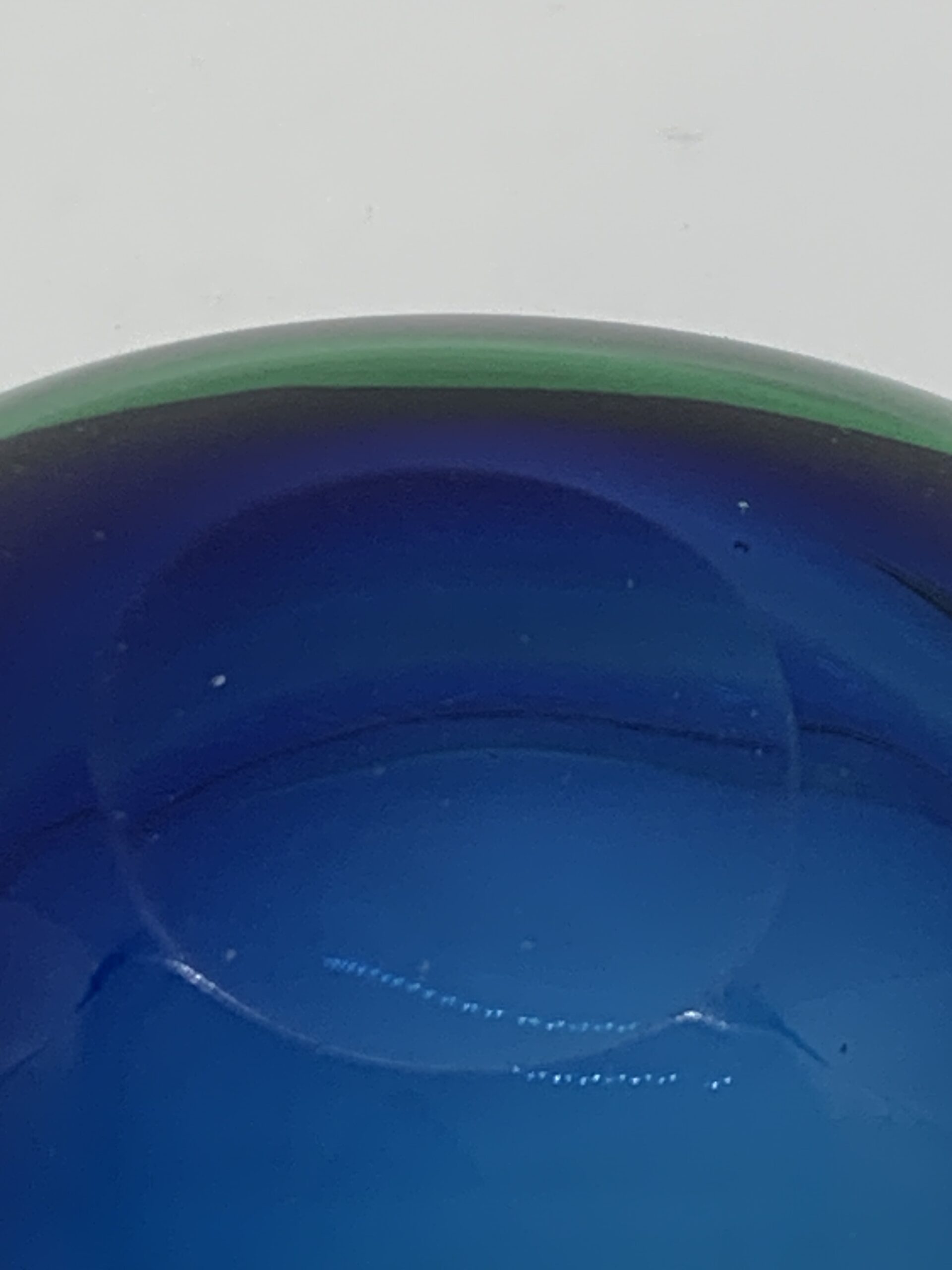 Art Glass Square Blue and Green Glass Geode Bowl 9cm - Vintage Keepsakes