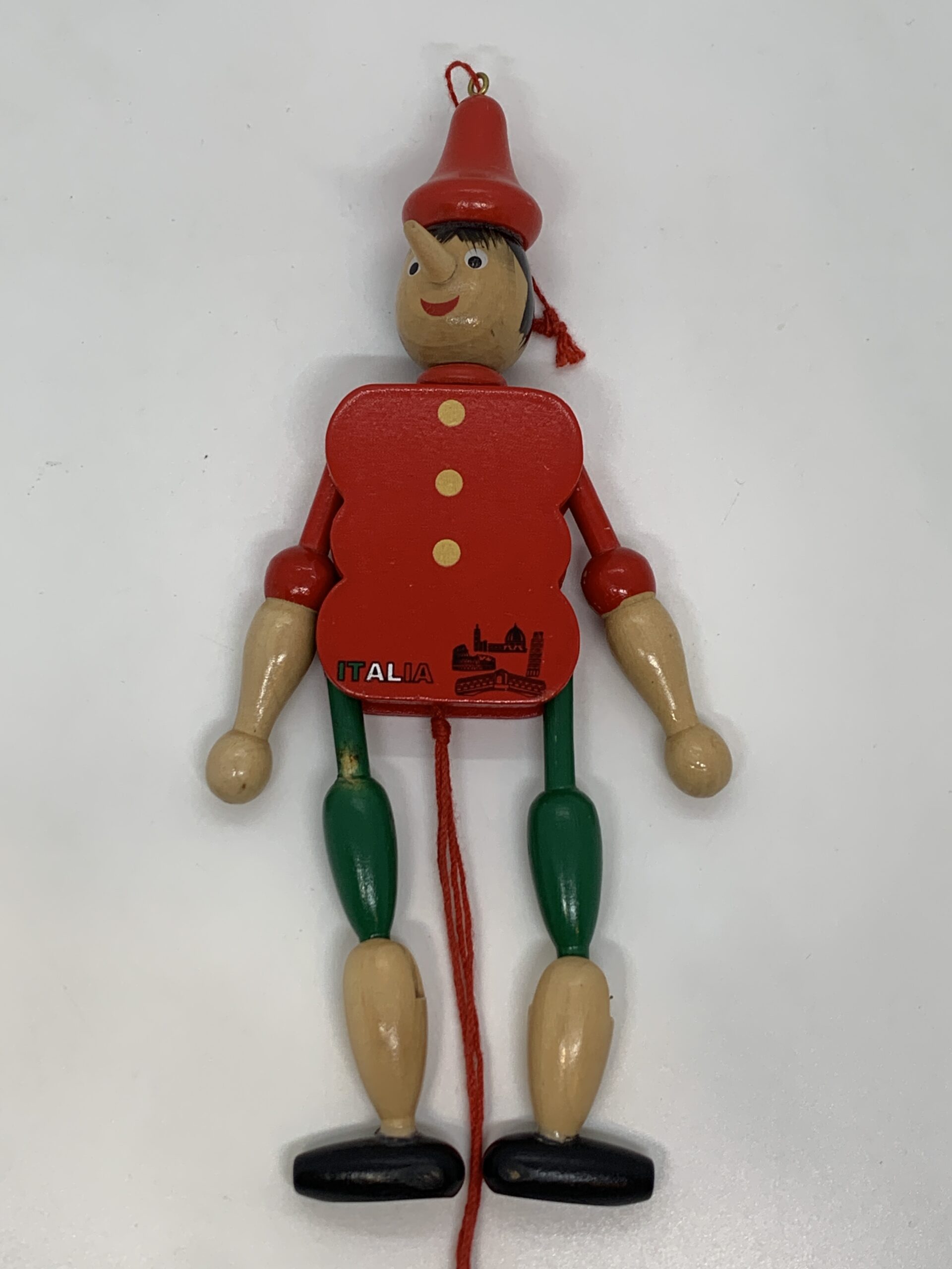 Italia Pull String Wooden Pinocchio Figure Jumping Jacks Hand 23cm ...