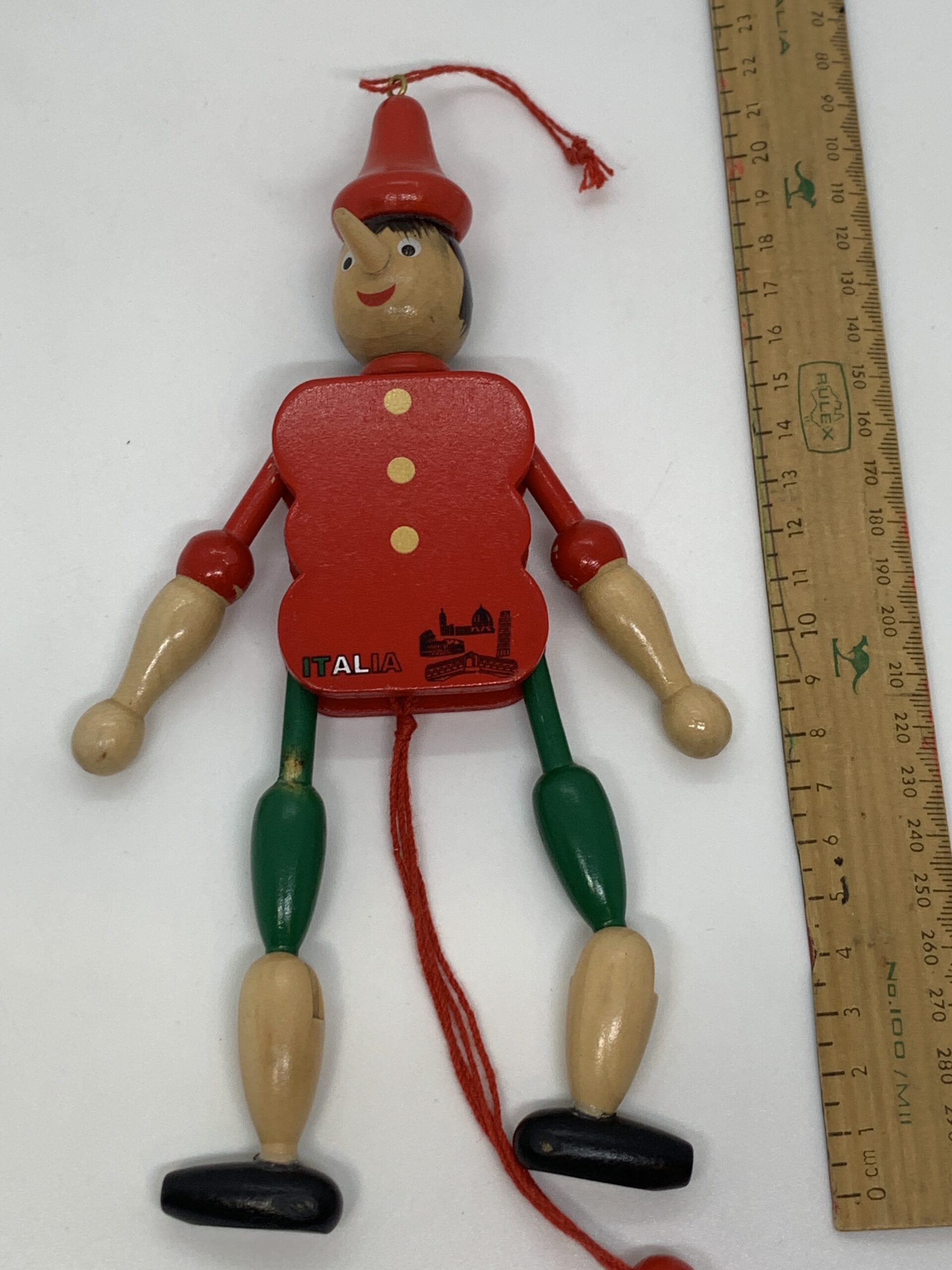 Italia Pull String Wooden Pinocchio Figure Jumping Jacks Hand 23cm ...