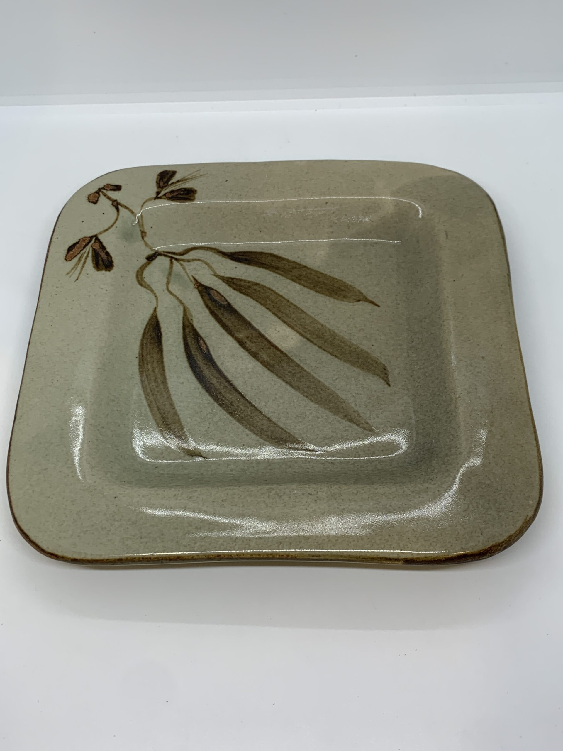 Australian Pottery Square Dish with Gumleaf design marked to base 22cm ...