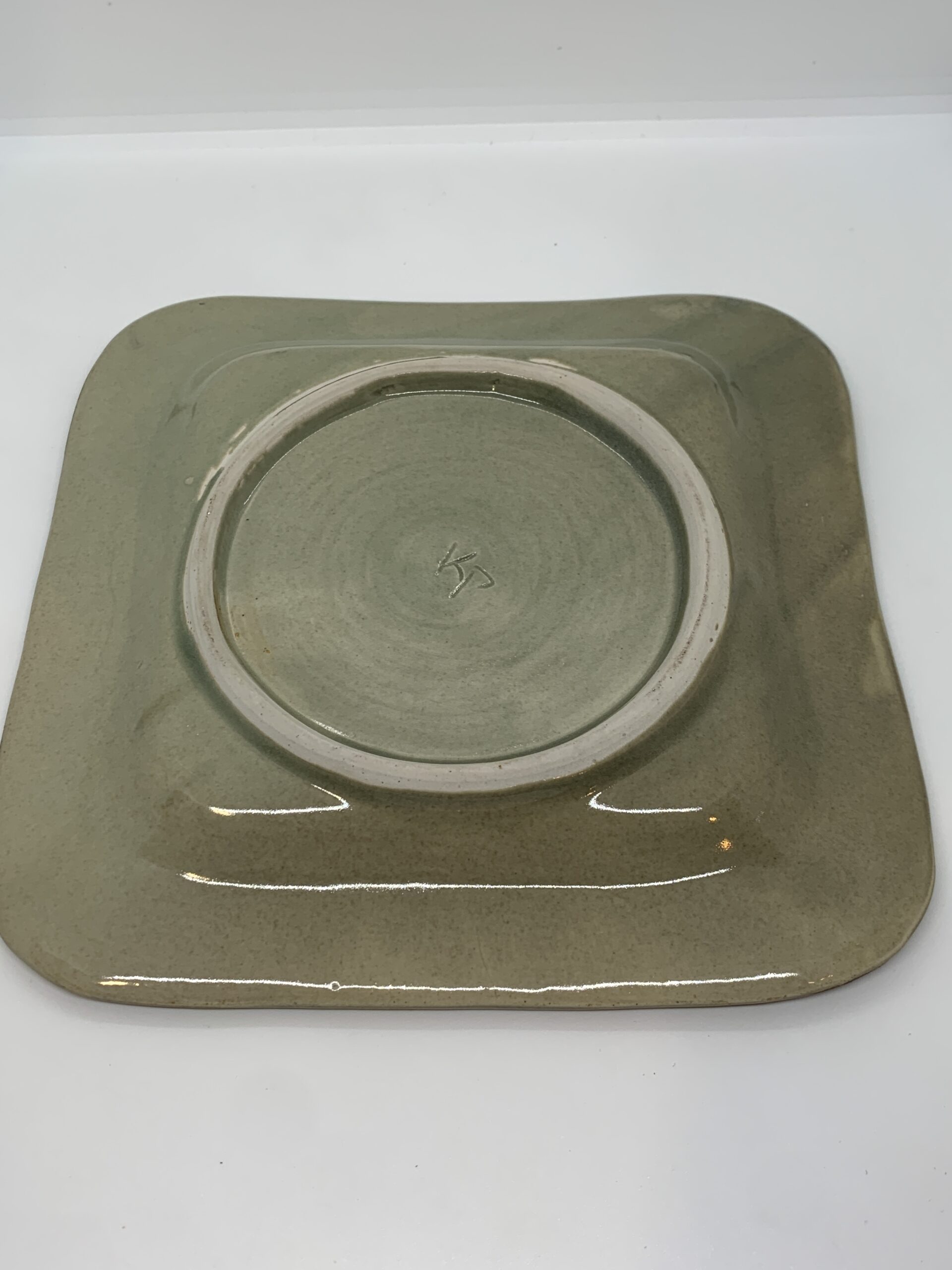Australian Pottery Square Dish with Gumleaf design marked to base 22cm ...