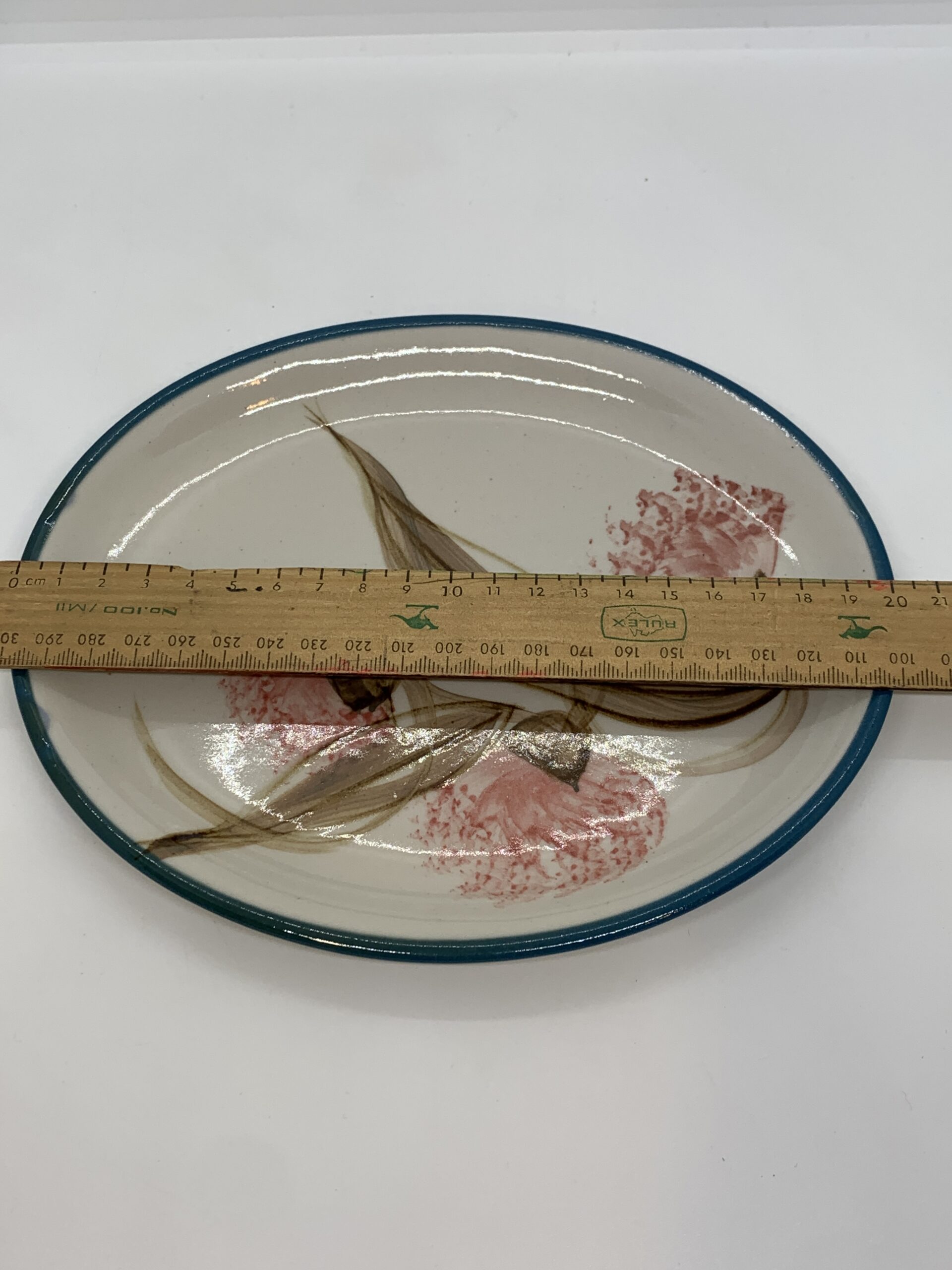 Jaree Pottery Oval Plate - flowering gum design - 20cm - Vintage Keepsakes