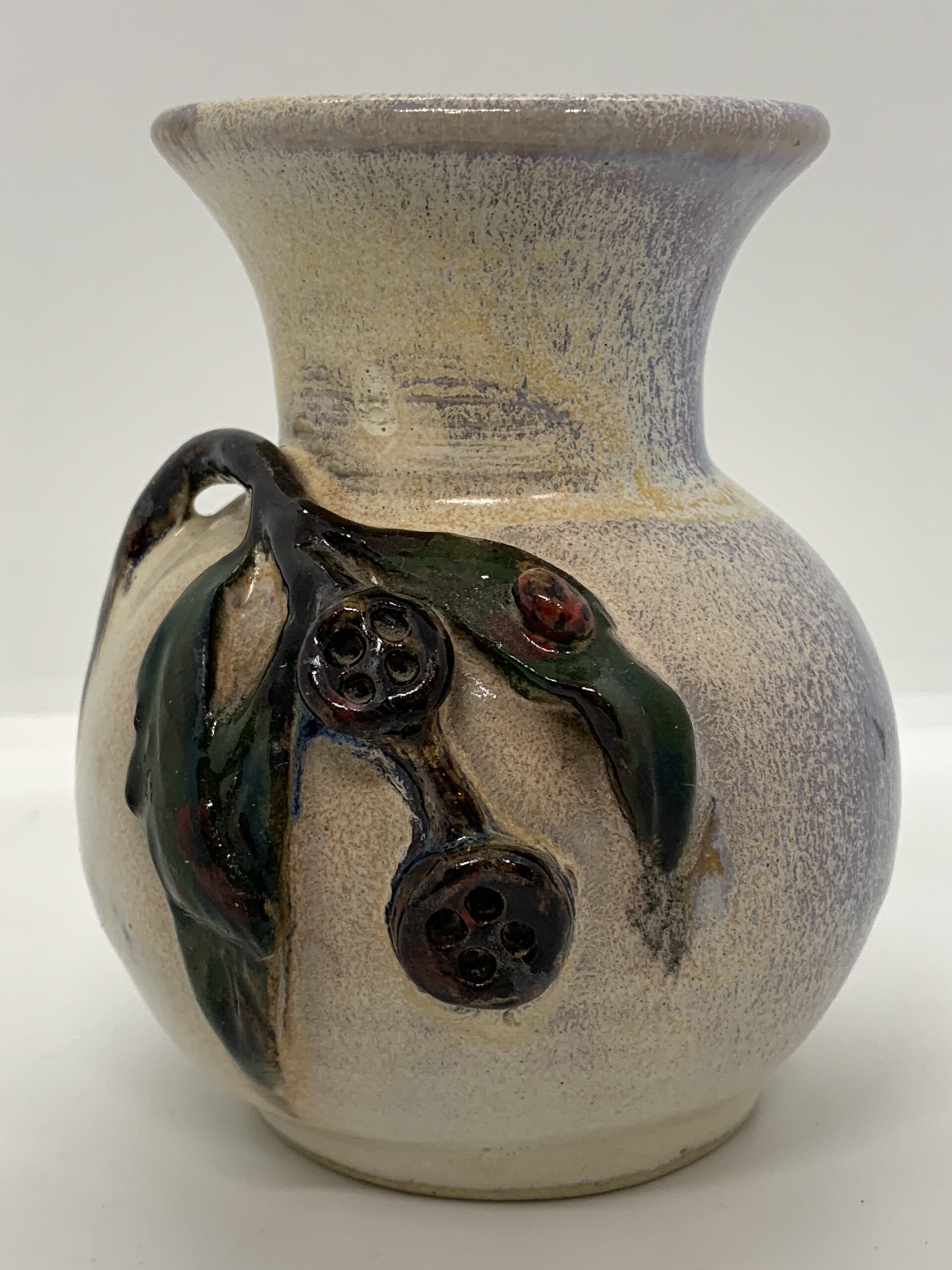 Australian Pottery Vase with applied Gumleaf and Gumnut design 10cm ...