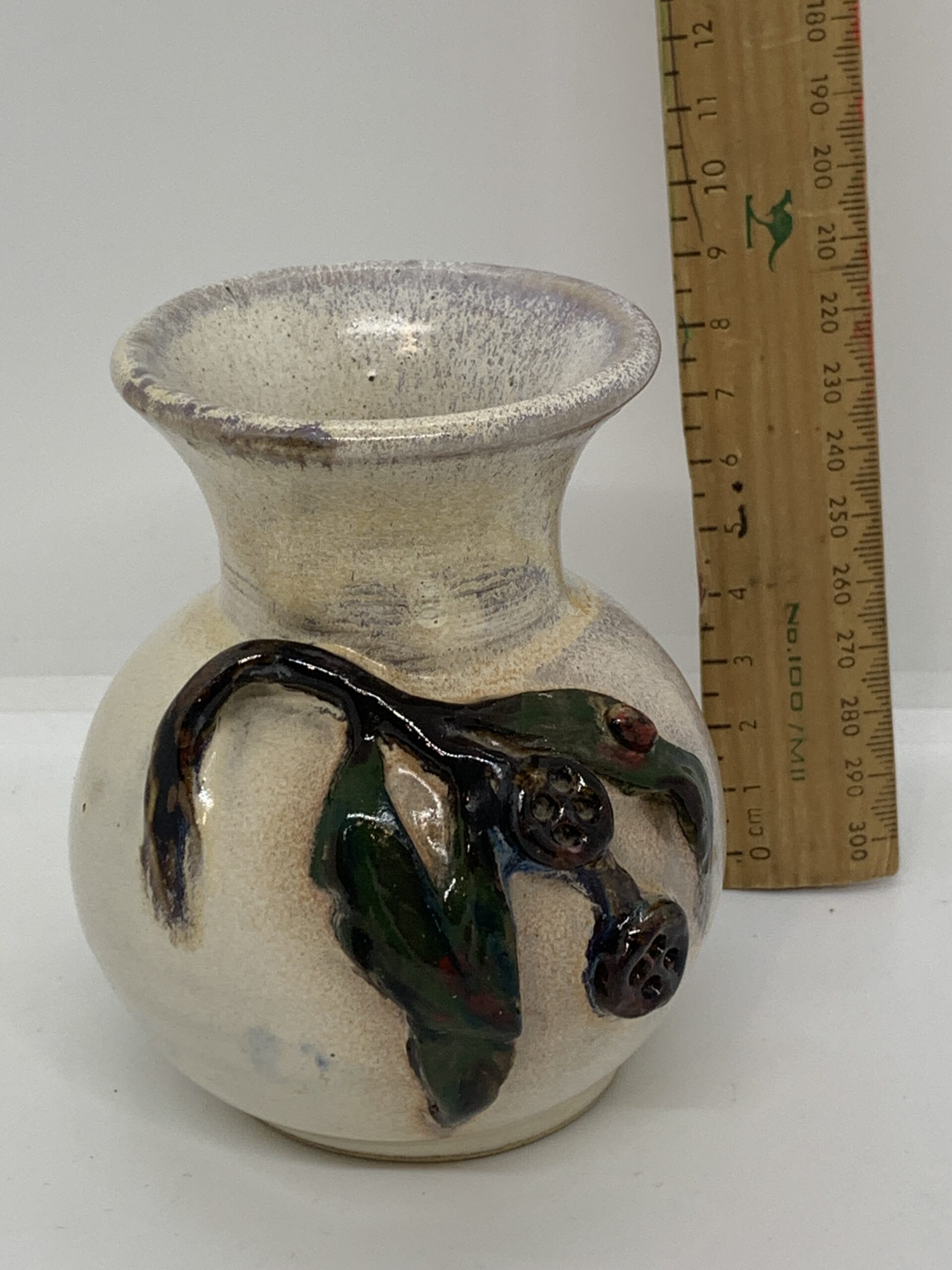 Australian Pottery Vase with applied Gumleaf and Gumnut design 10cm ...