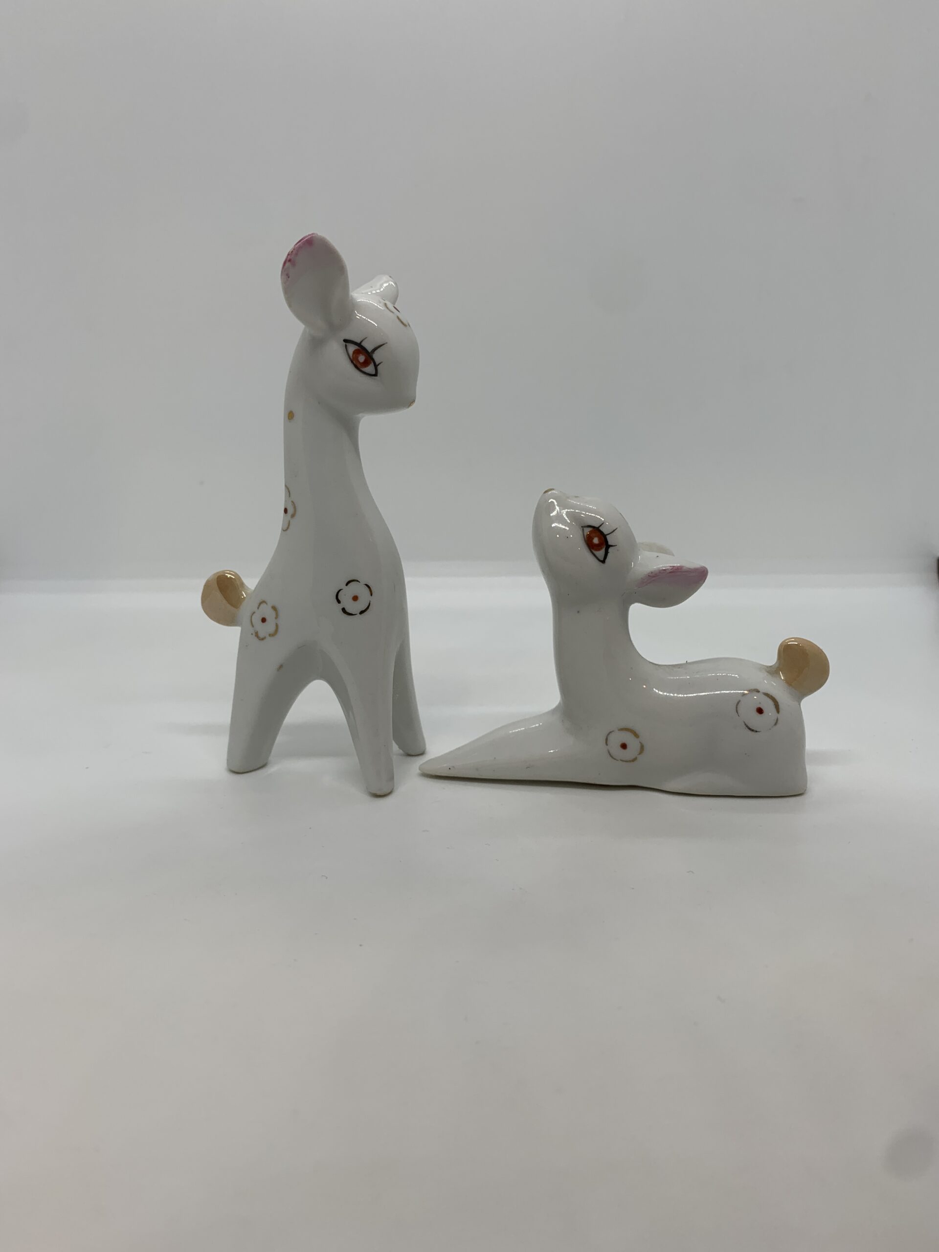 Pair of Chinese Kitsch Deer 8cm - Vintage Keepsakes