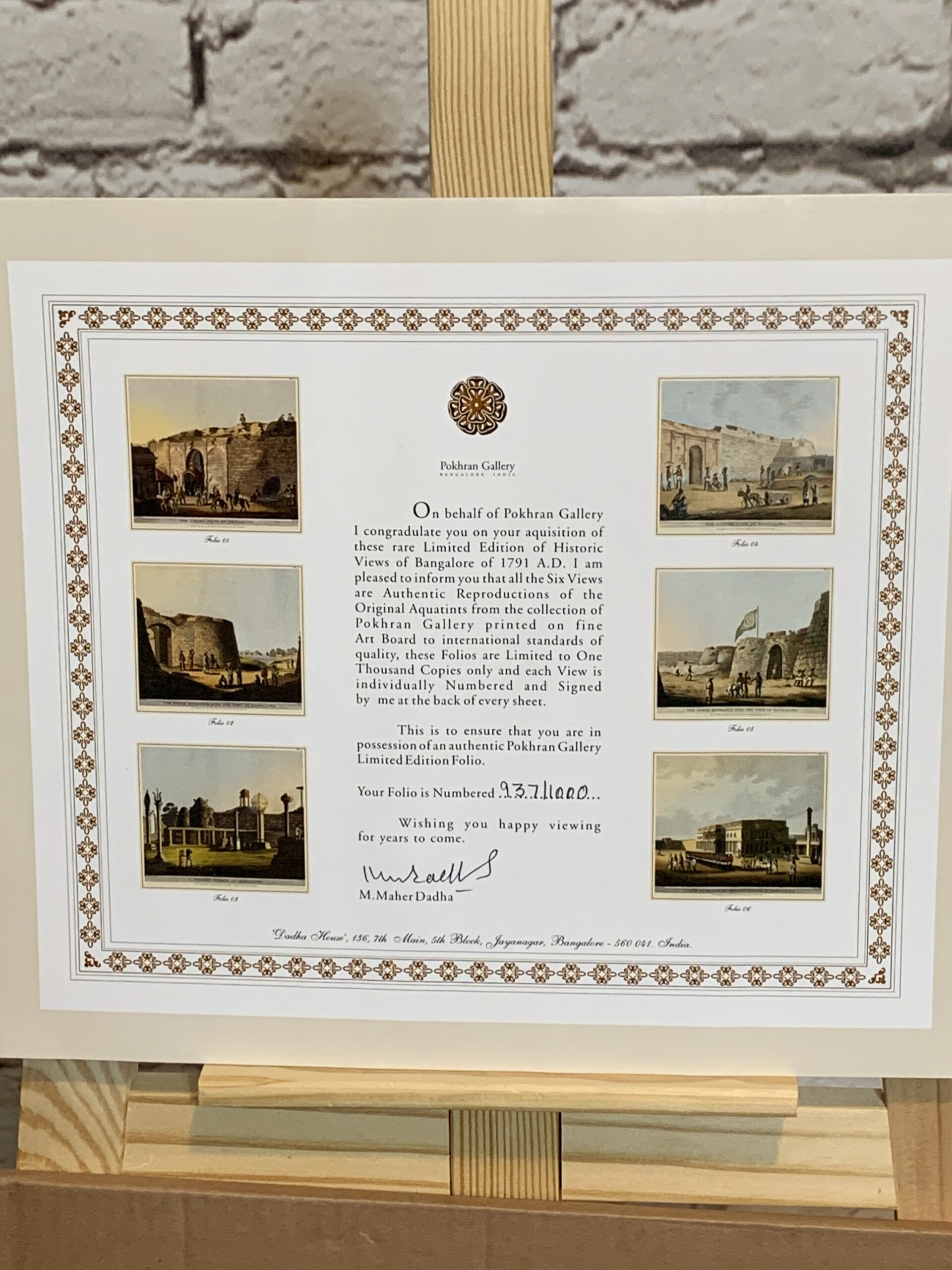 James Hunter Views of Banglore by the Pokhran Gallery with COA 39x42cm ...