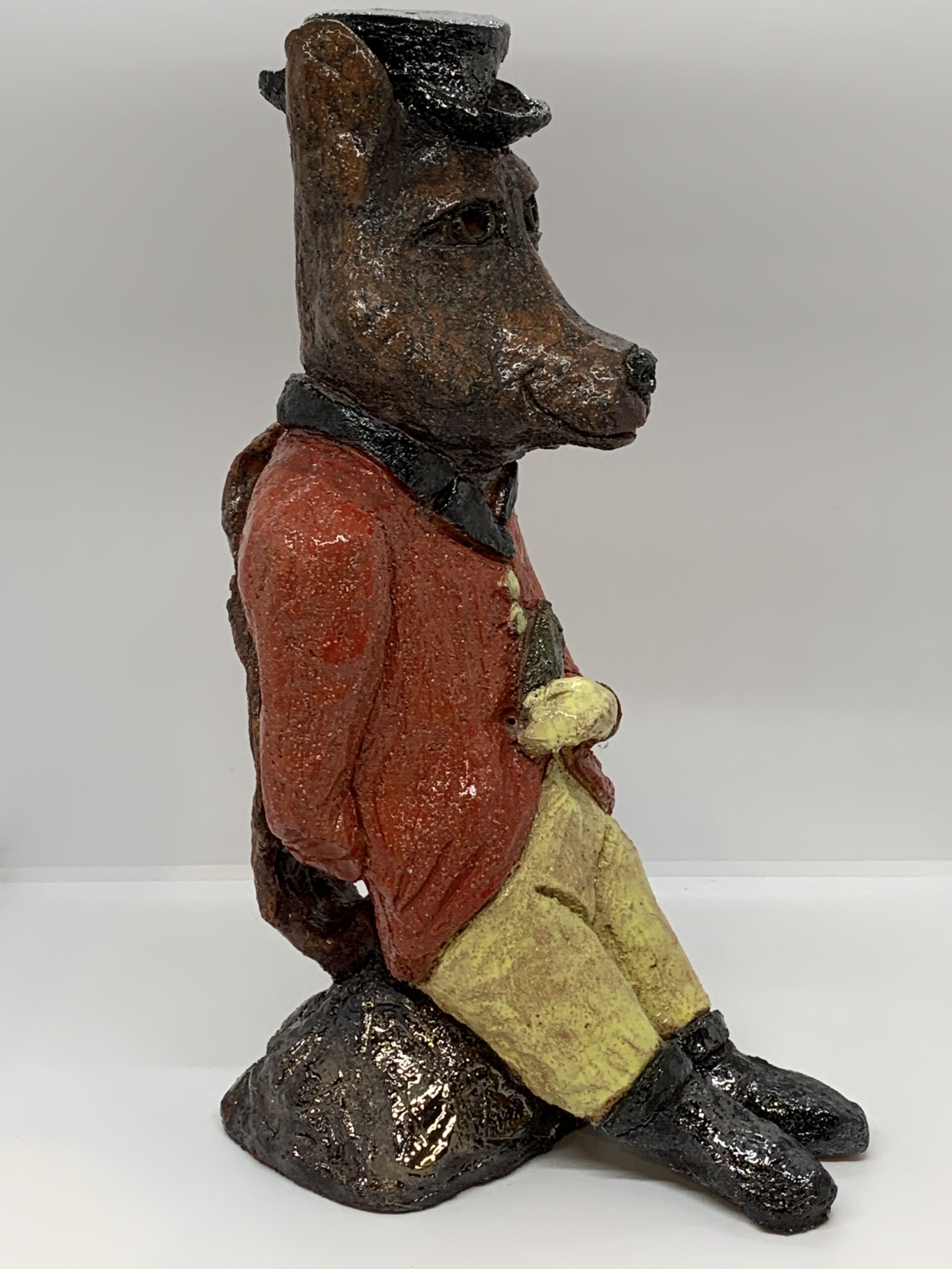 Sensational Rustic Pottery Fox marked JEM 35cm - Vintage Keepsakes