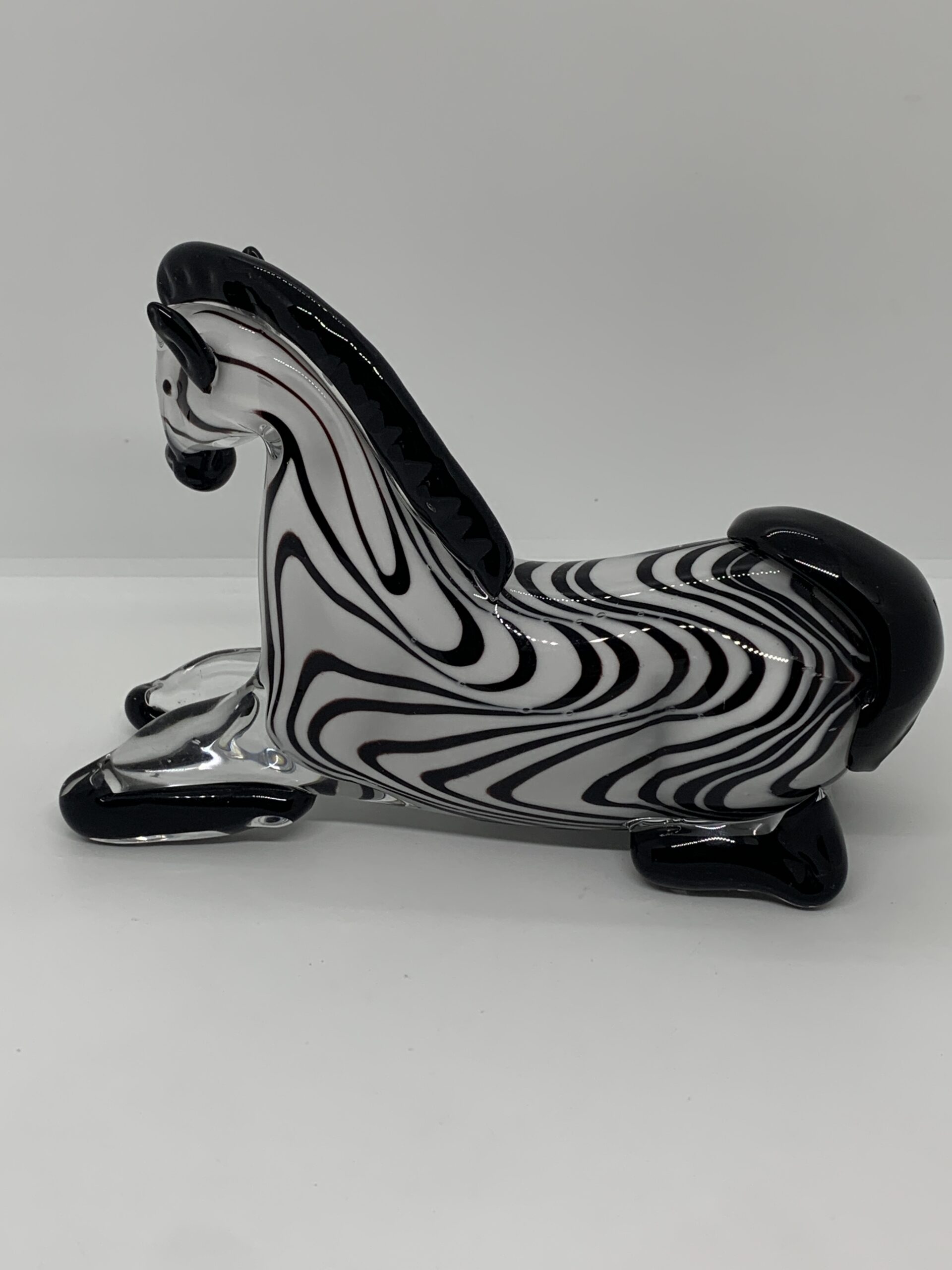 Art Glass Zebra 21cm long (sitting) - Vintage Keepsakes