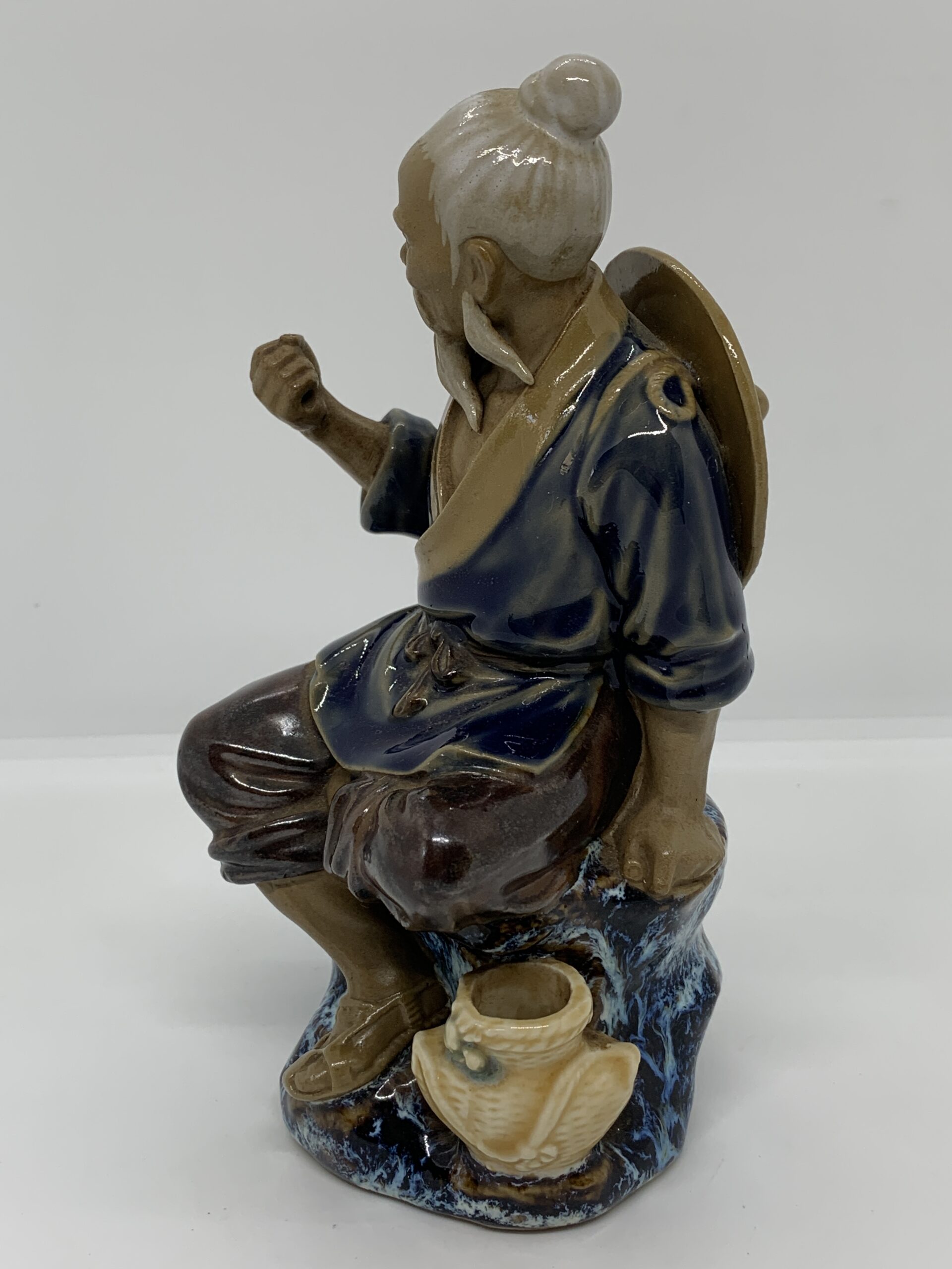 Chinese Shiwan Mudman Fisherman (missing pole) 18cm - Vintage Keepsakes
