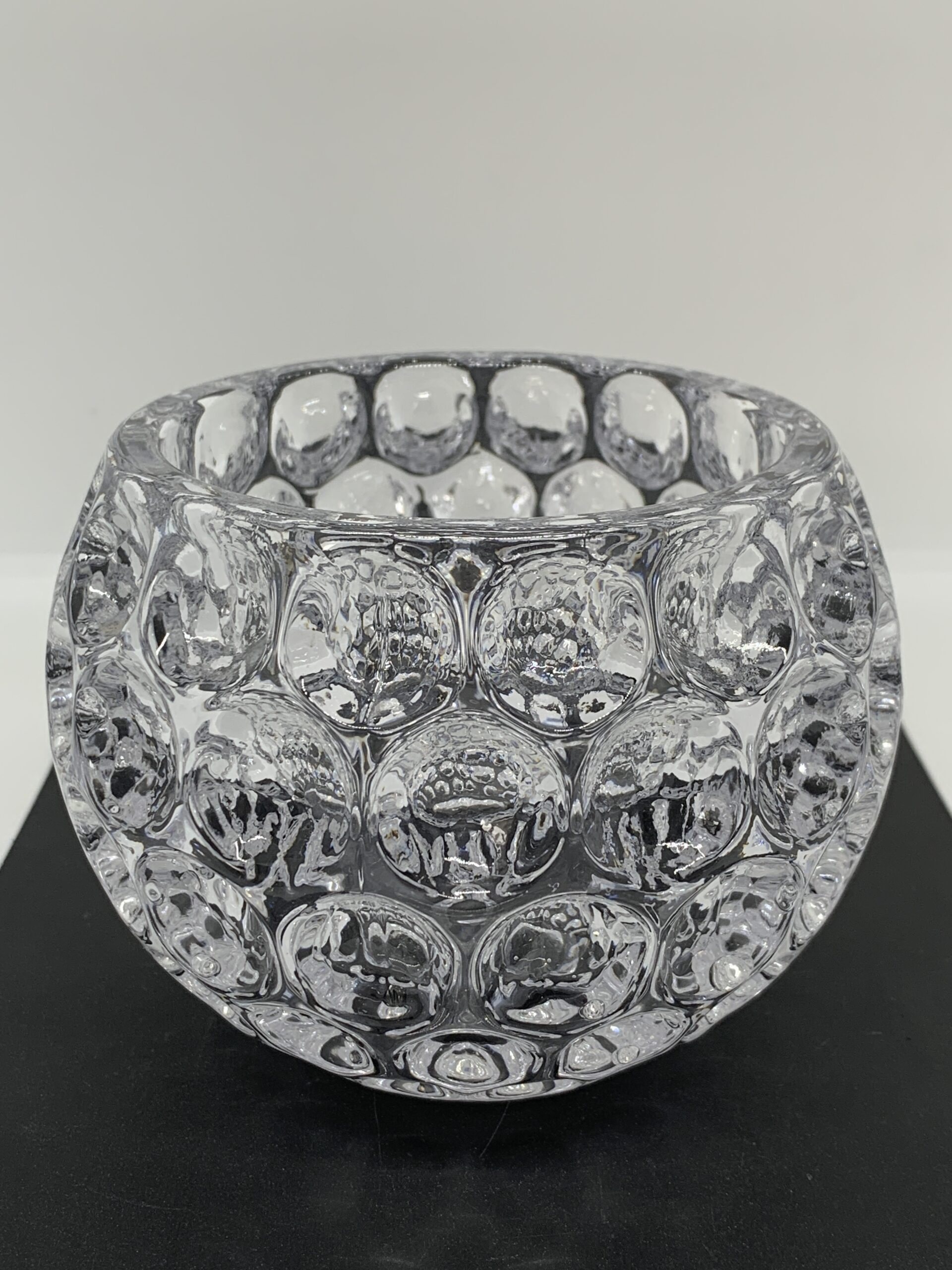 Clear Dimpled Glass Bowl or Candle Holder 10cm high - Vintage Keepsakes