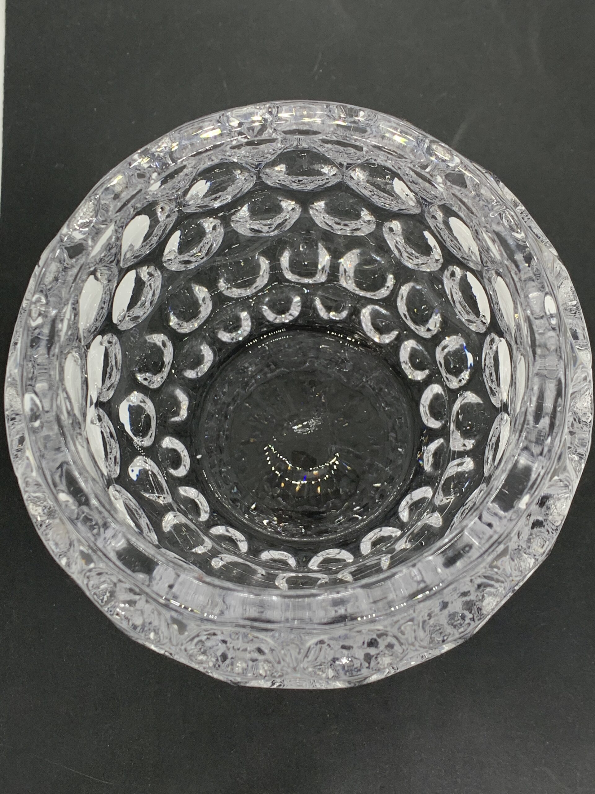Clear Dimpled Glass Bowl or Candle Holder 10cm high - Vintage Keepsakes