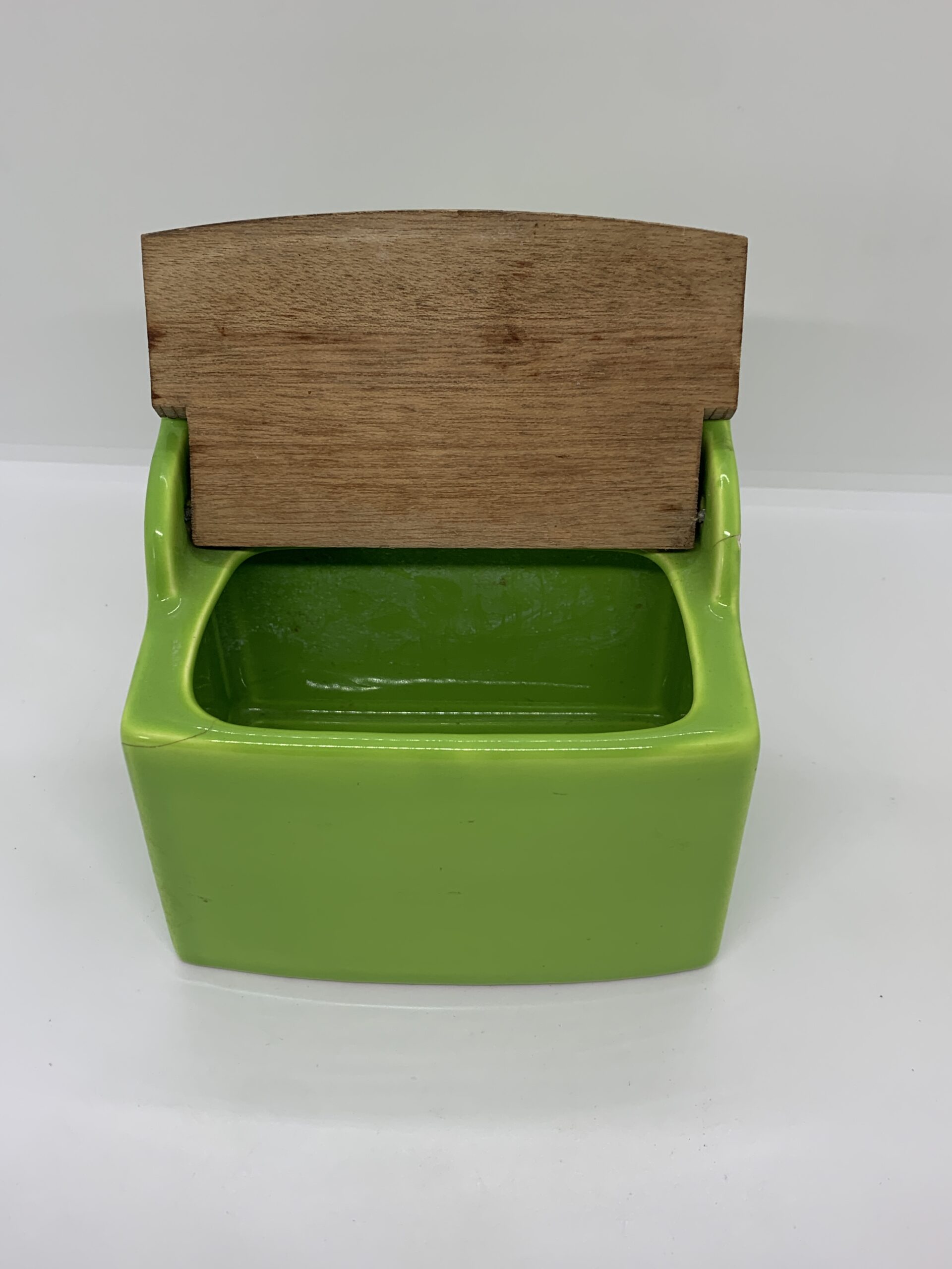 Japanese Green Salt Cellar (cracked) - Vintage Keepsakes