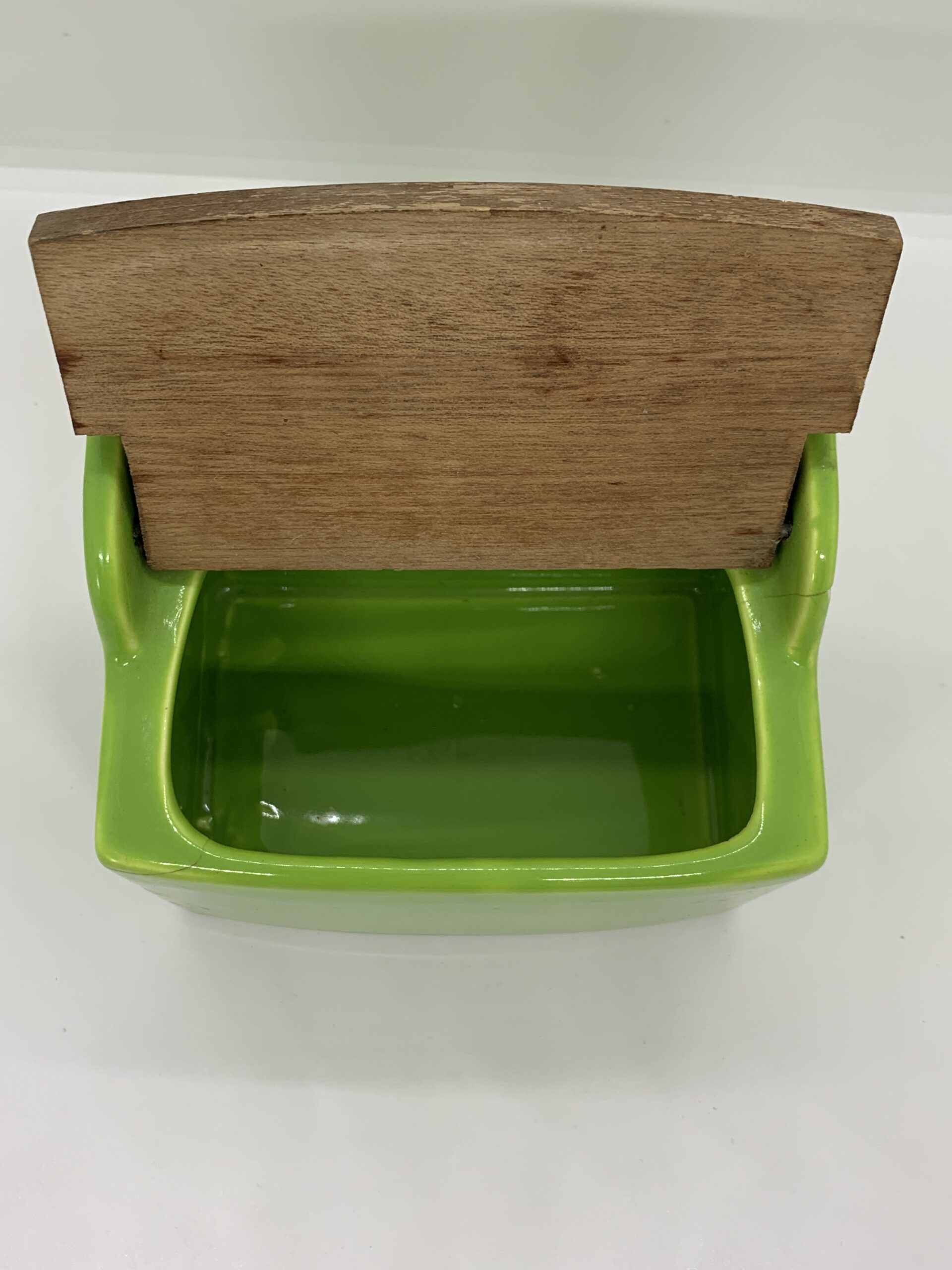 Japanese Green Salt Cellar (cracked) - Vintage Keepsakes