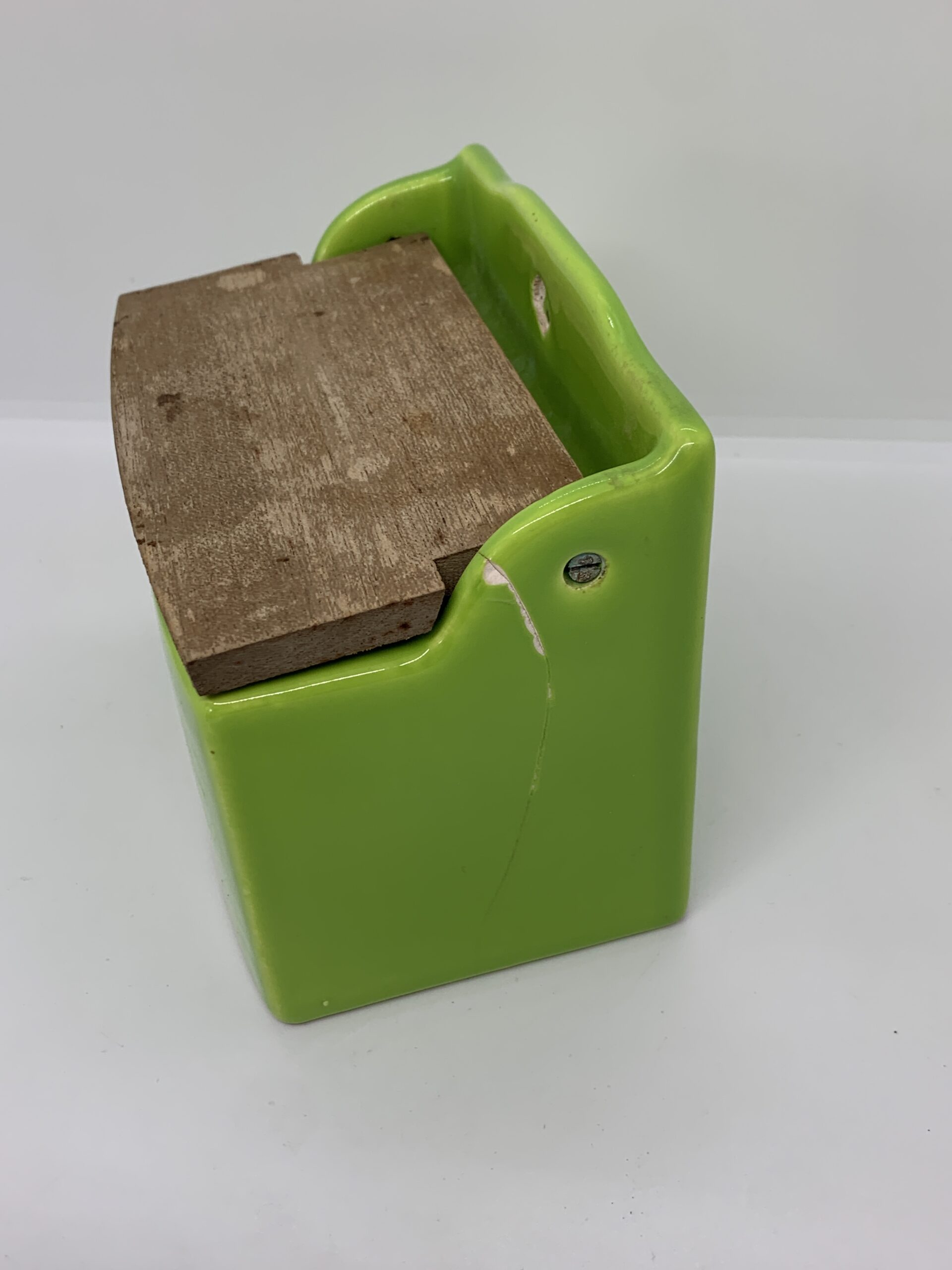 Japanese Green Salt Cellar (cracked) - Vintage Keepsakes
