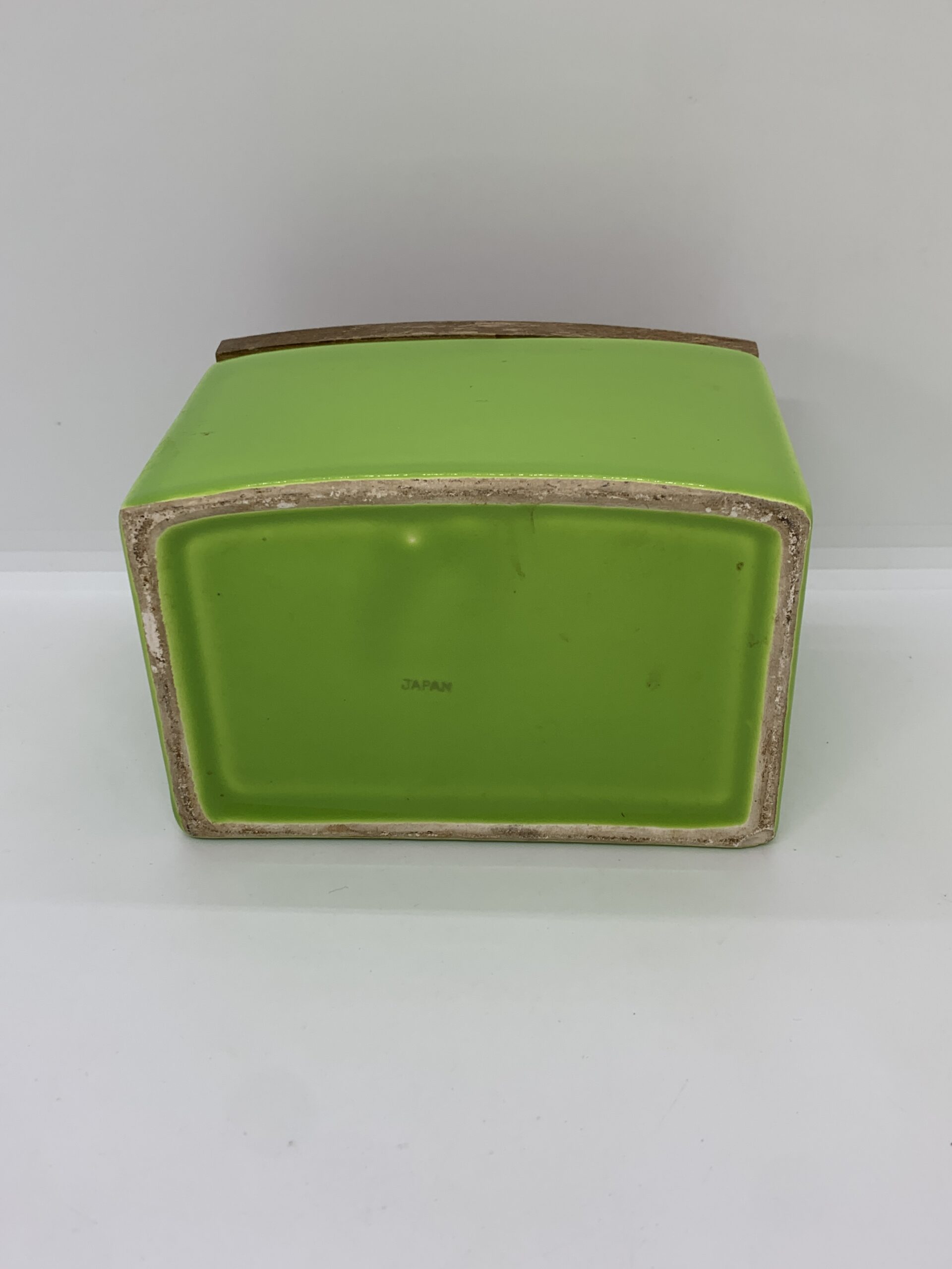 Japanese Green Salt Cellar (cracked) - Vintage Keepsakes