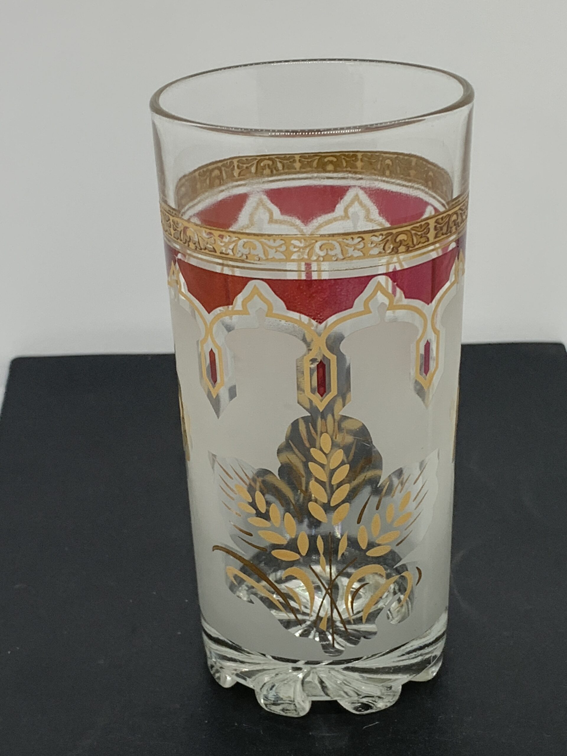 Vintage Drinking Glass with Pattern 14cm - Vintage Keepsakes