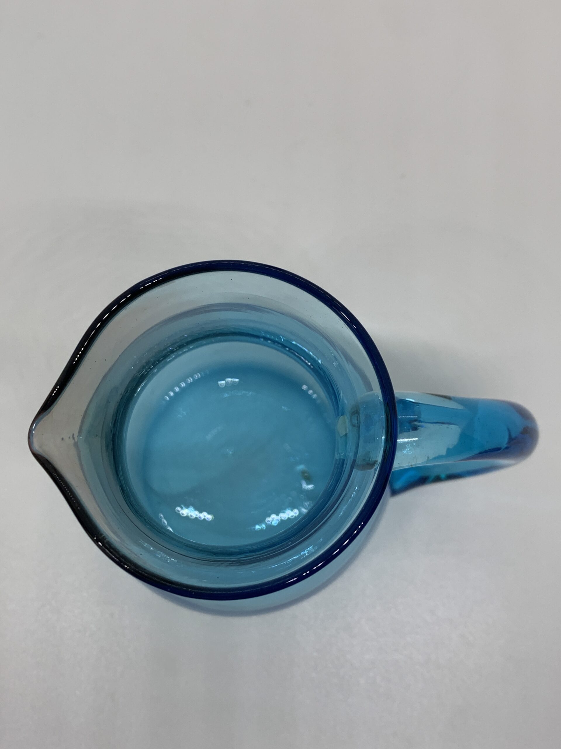 Small Blue Glass with Amber Spout Jug 10cm - Vintage Keepsakes
