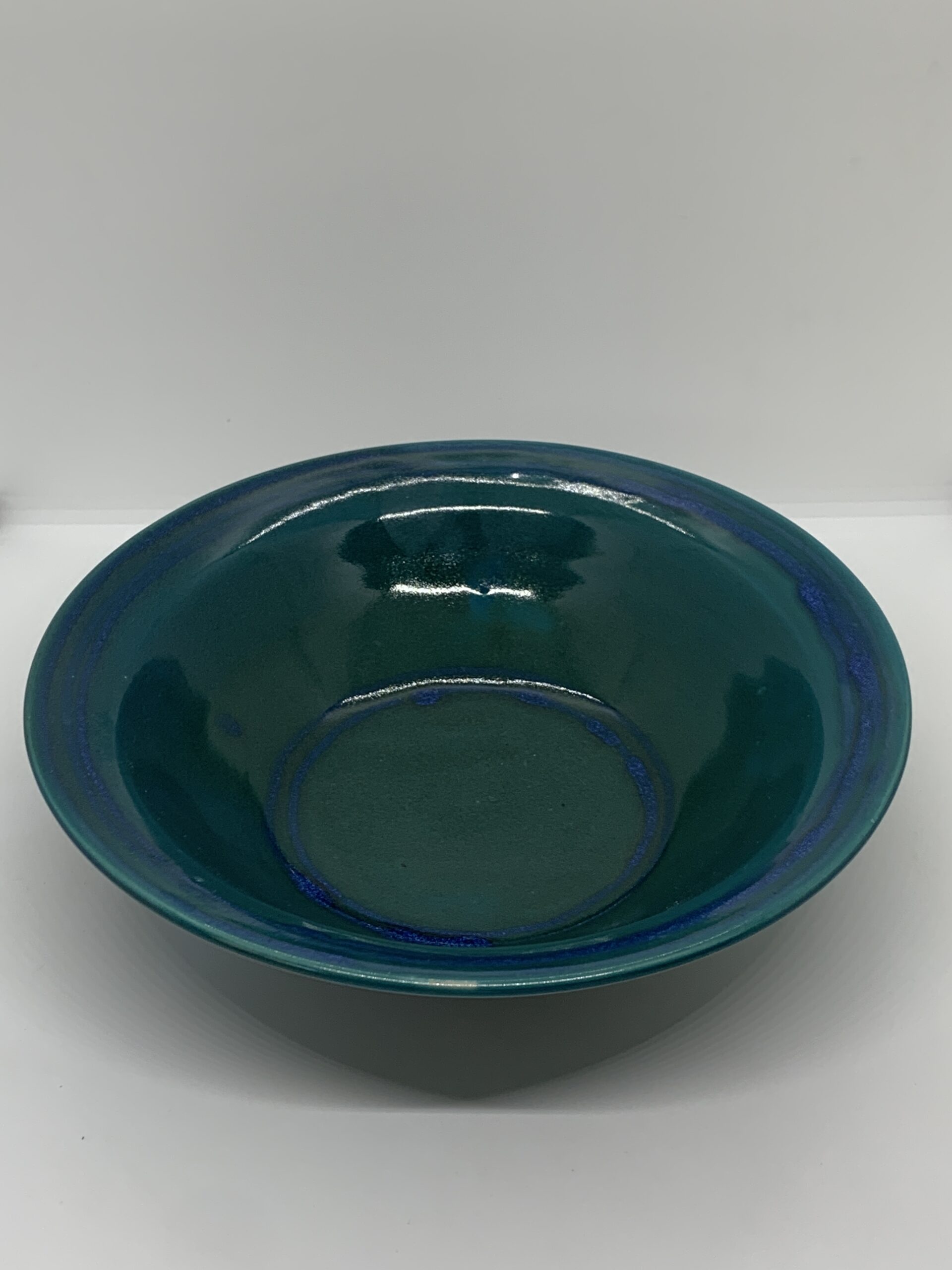Barbara Mann 2009 Pottery Bowl Green Inside 26cm wide - Vintage Keepsakes