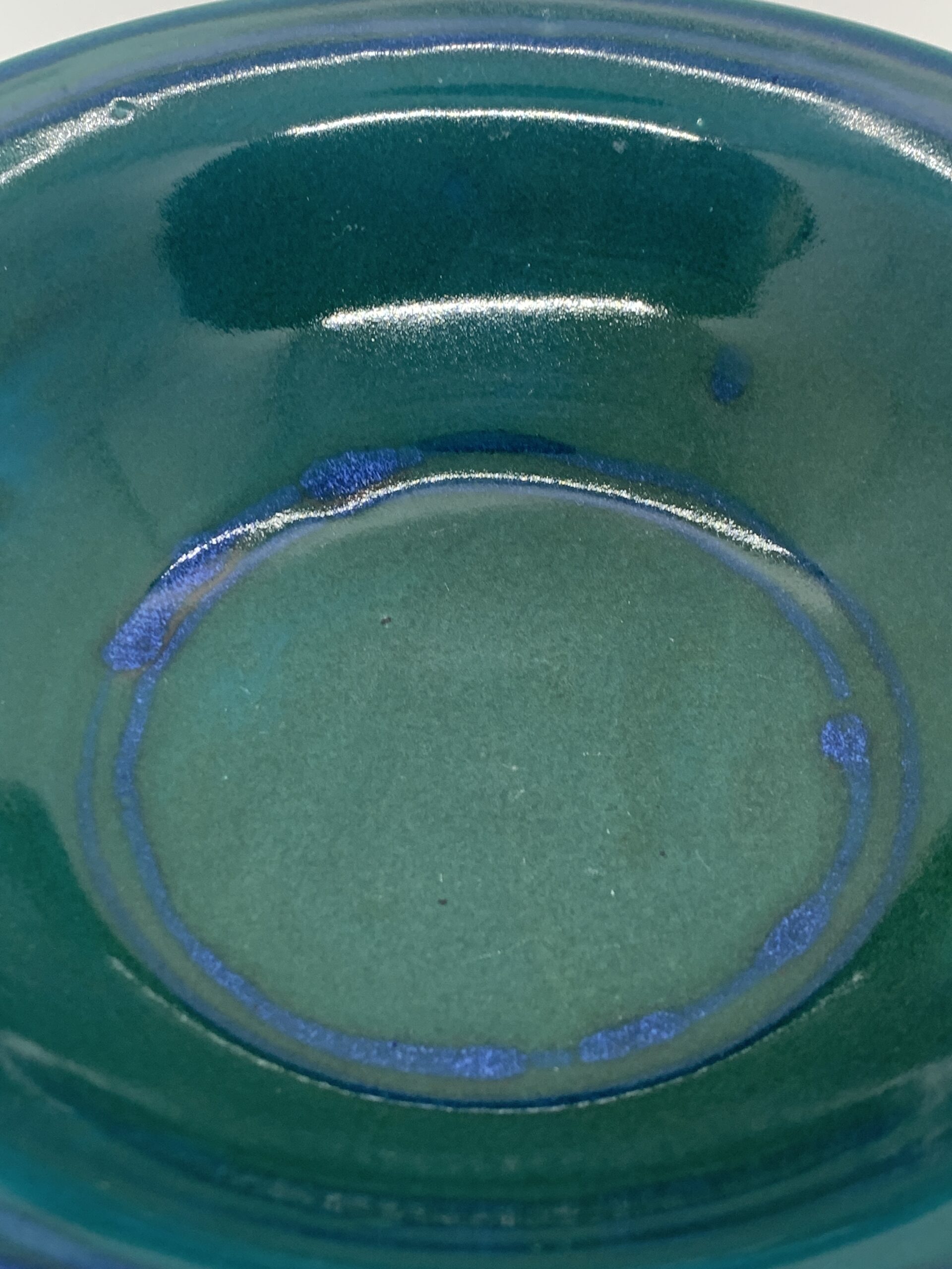 Barbara Mann 2009 Pottery Bowl Green Inside 26cm wide - Vintage Keepsakes