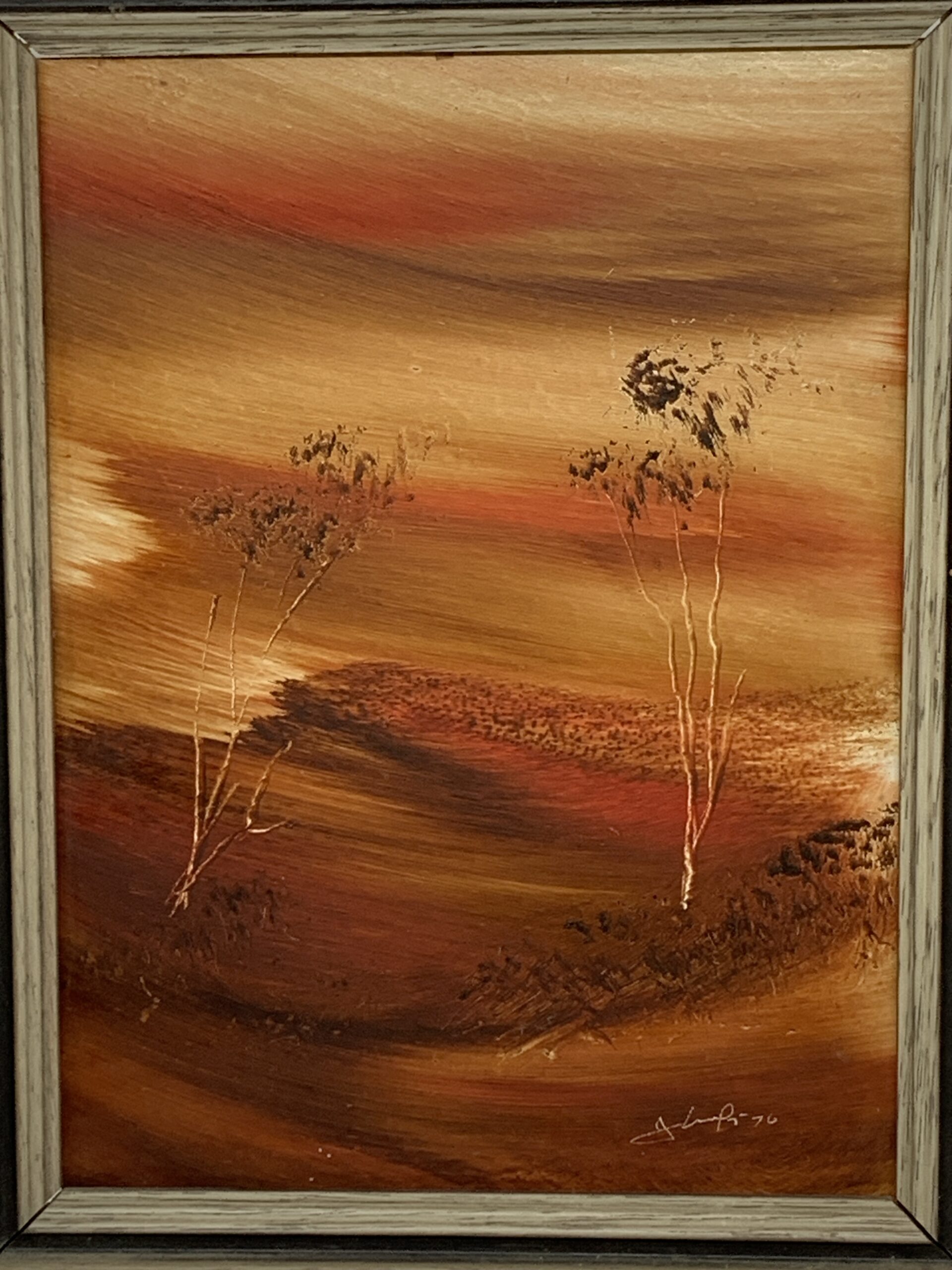 Jim Crofts Oil Painting on Board - Orange Tones - 24x19cm - Vintage ...