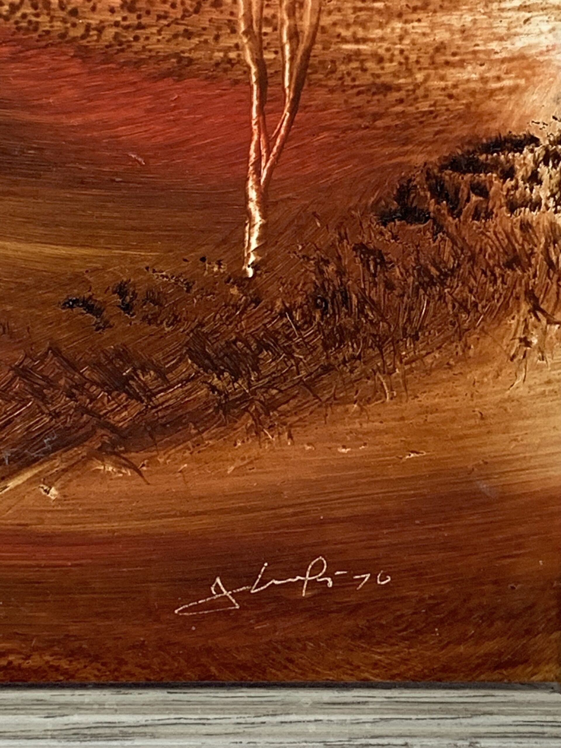 Jim Crofts Oil Painting on Board - Orange Tones - 24x19cm - Vintage ...