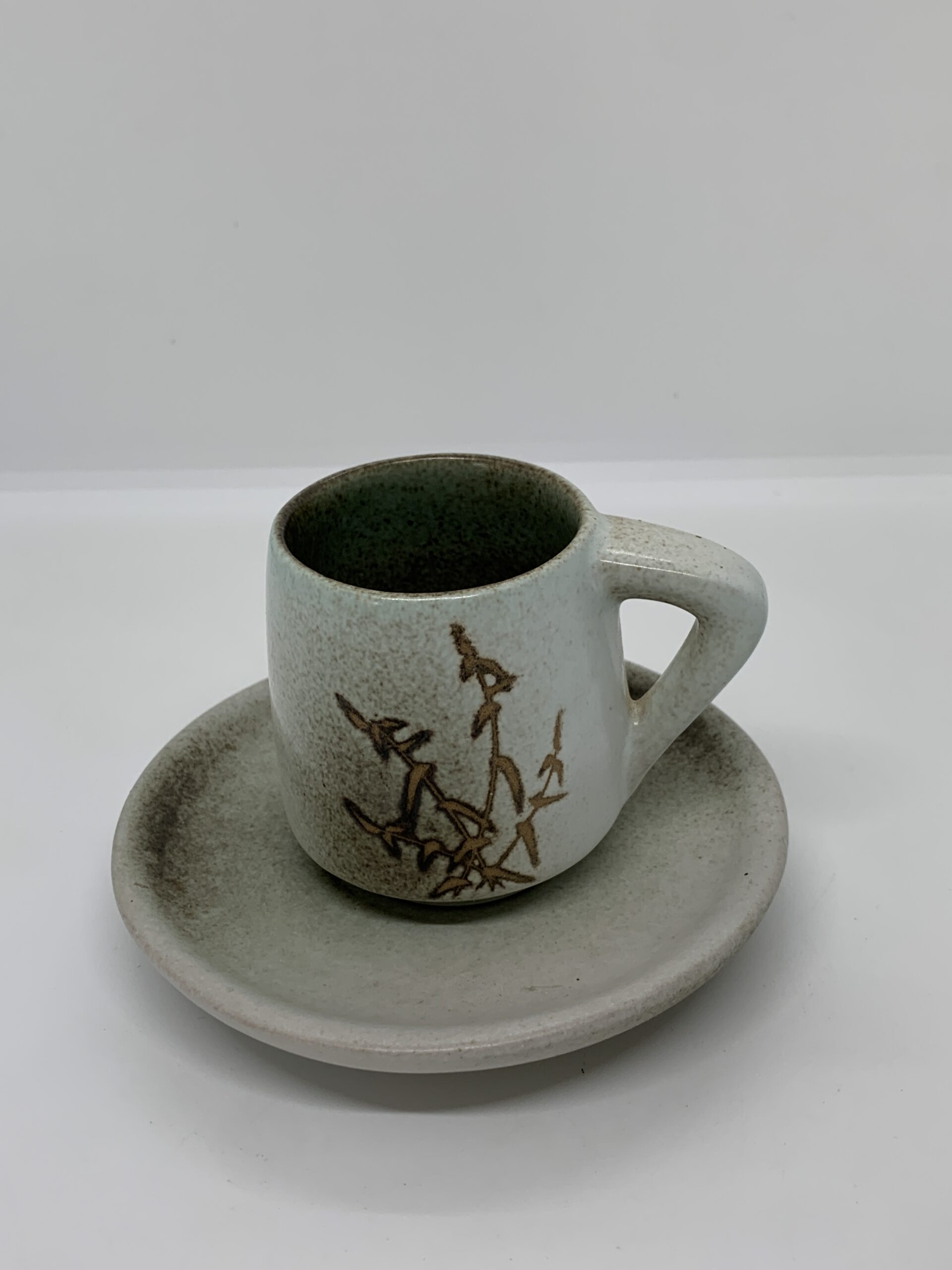 Ellis Pottery Wheat Pattern Cup and Saucer - Vintage Keepsakes