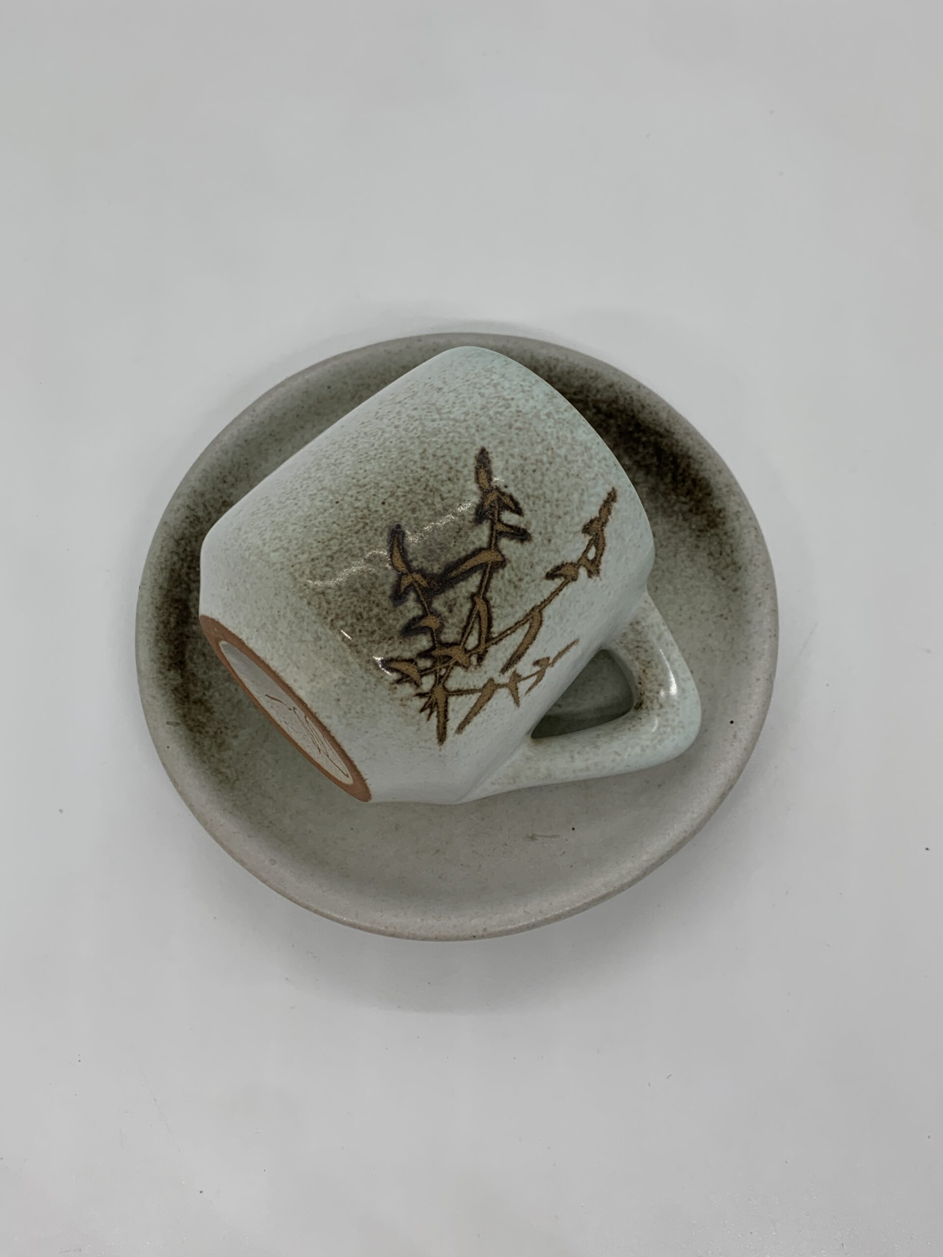 Ellis Pottery Wheat Pattern Cup and Saucer - Vintage Keepsakes