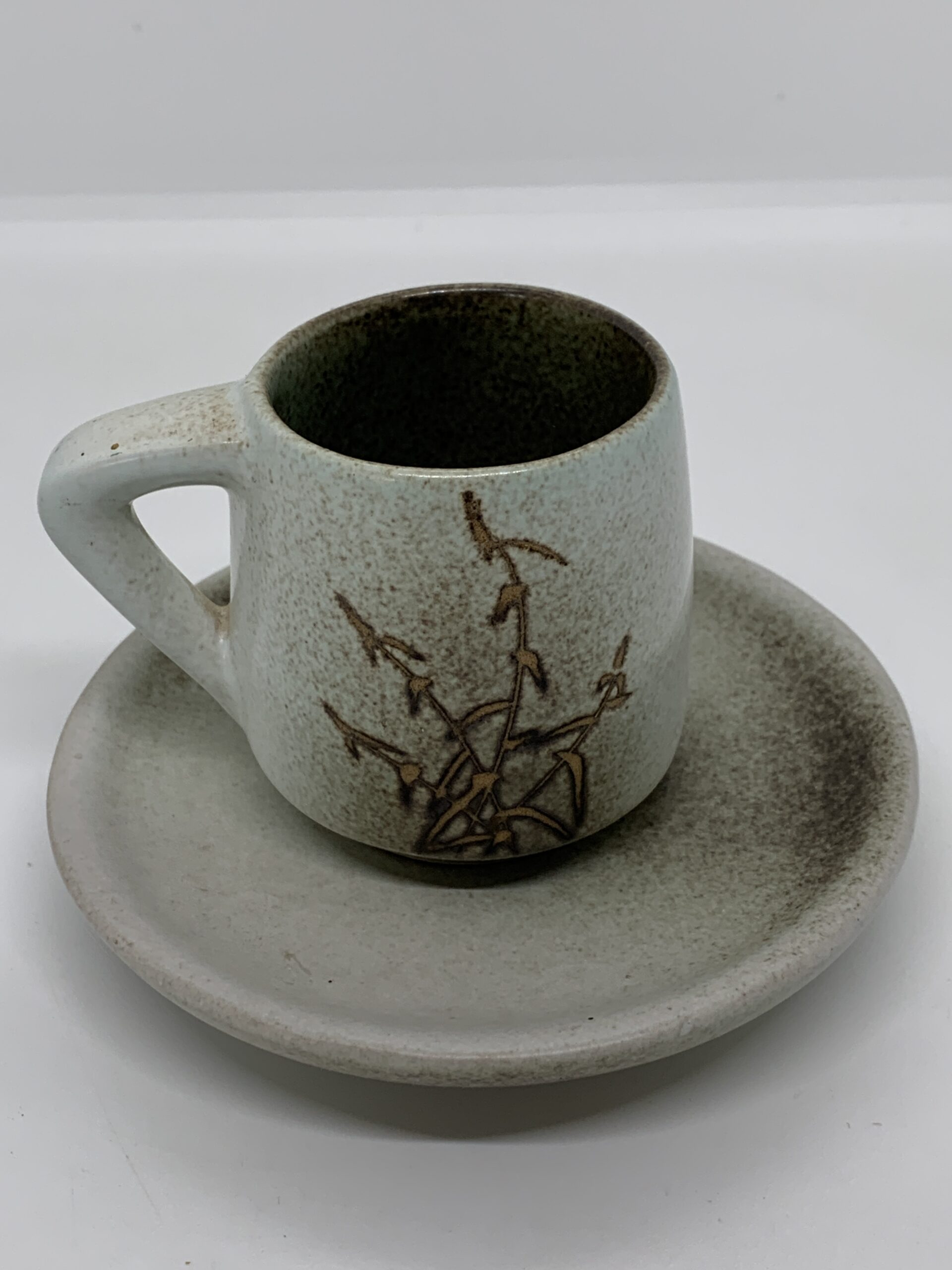 Ellis Pottery Wheat Pattern Cup and Saucer - Vintage Keepsakes