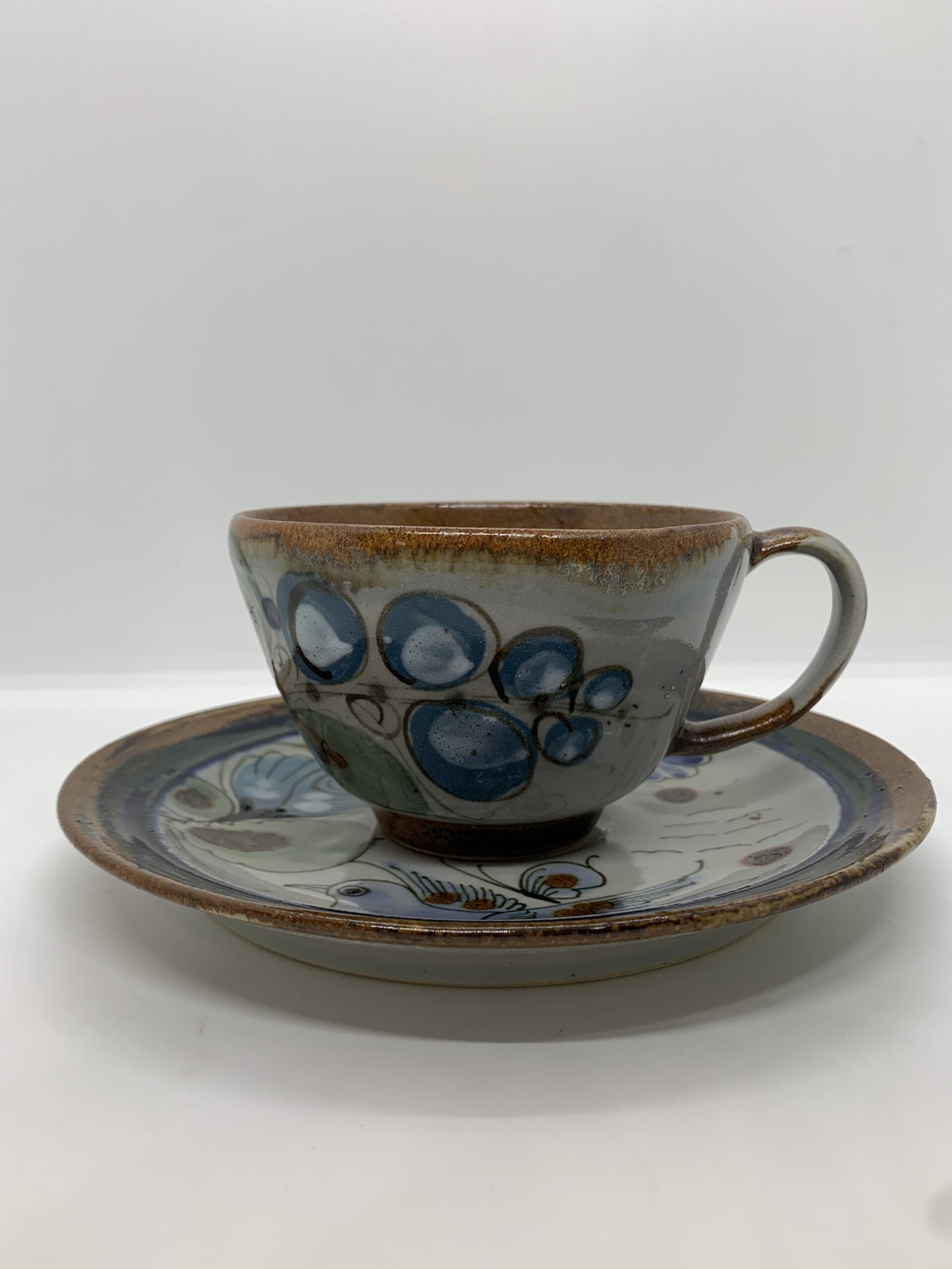 Ken Edwards Mexican Pottery Cup and Saucer - Vintage Keepsakes