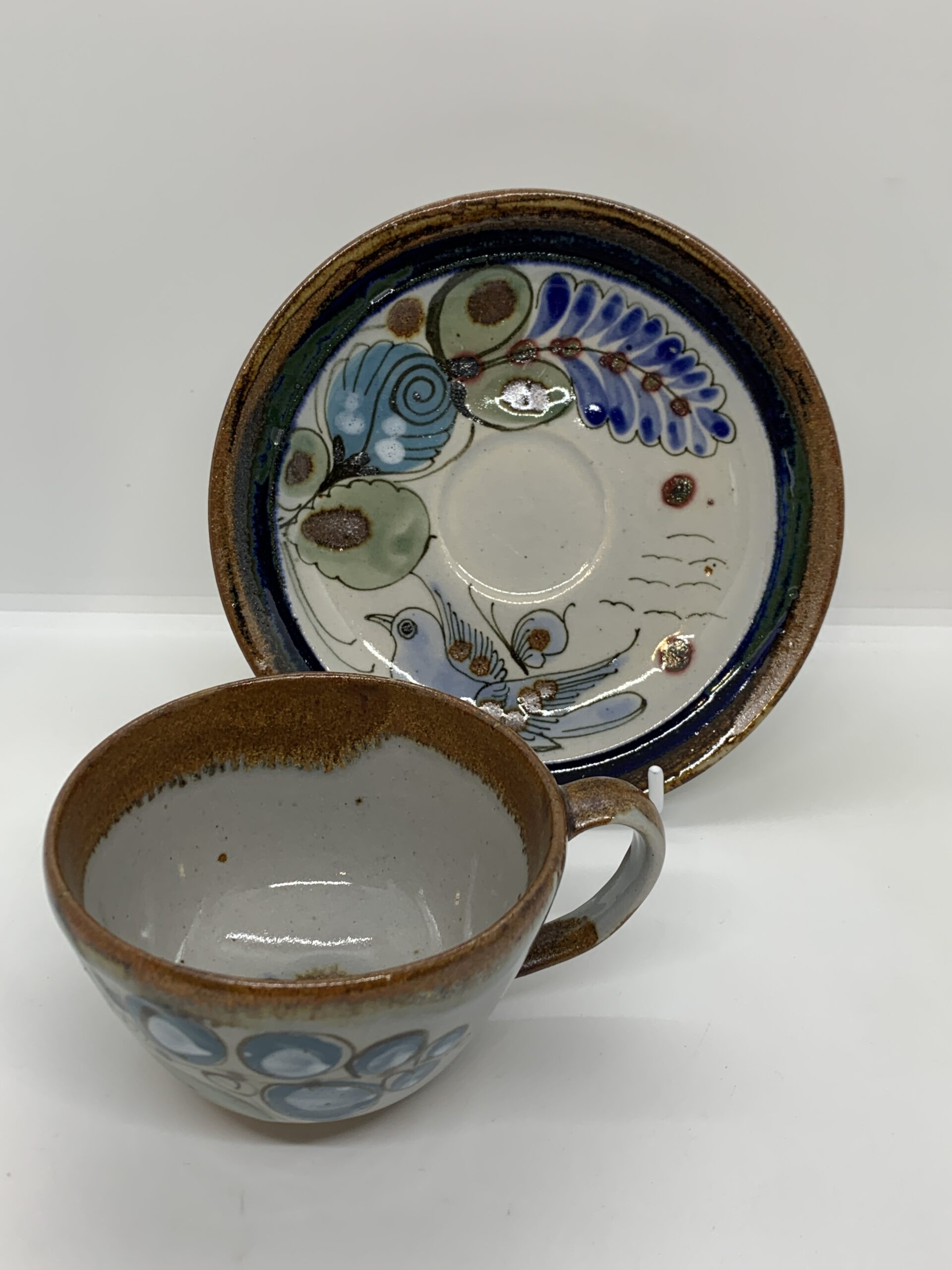 Ken Edwards Mexican Pottery Cup and Saucer - Vintage Keepsakes