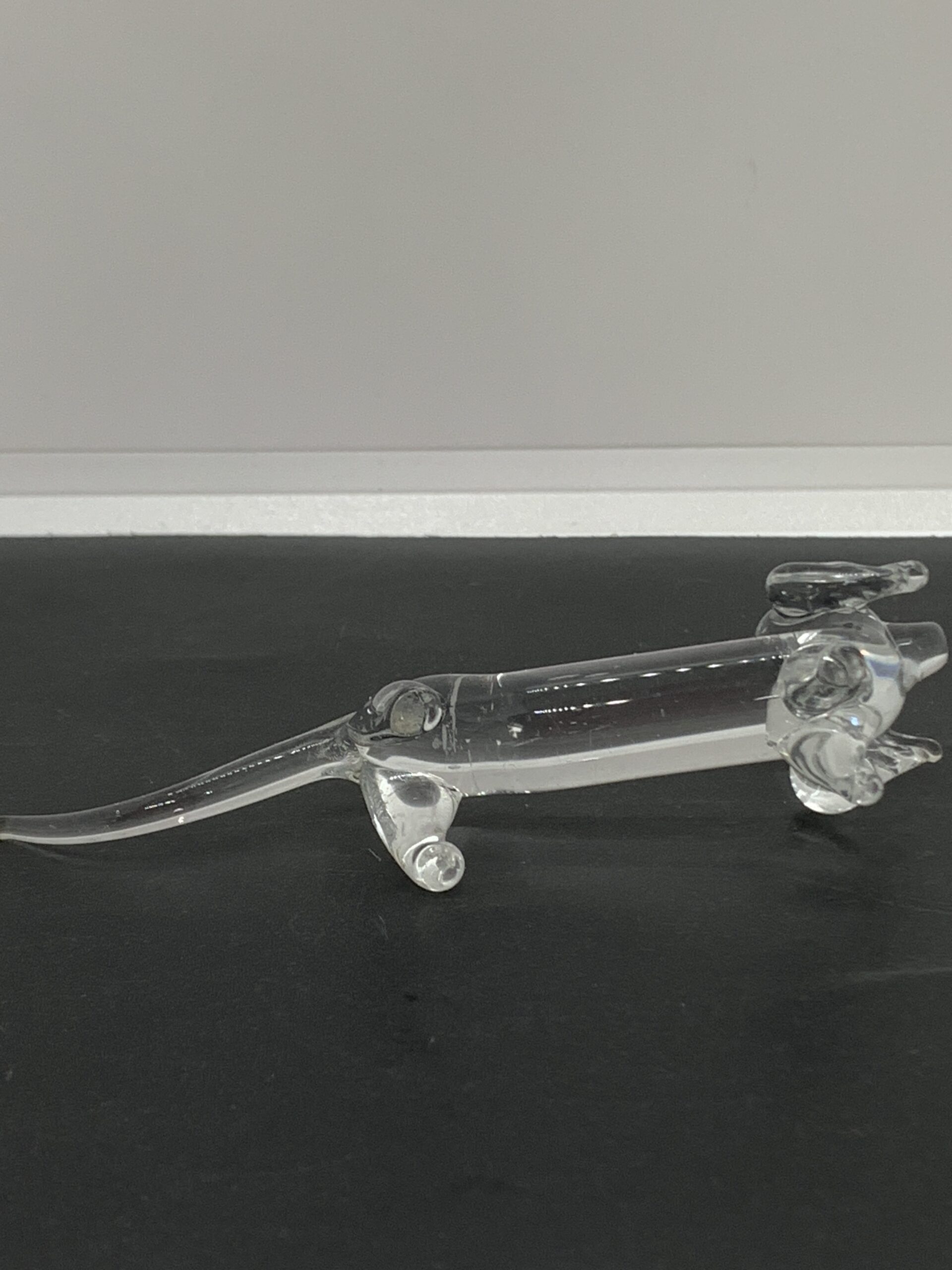 Clear Glass Dog 11cm long - Vintage Keepsakes