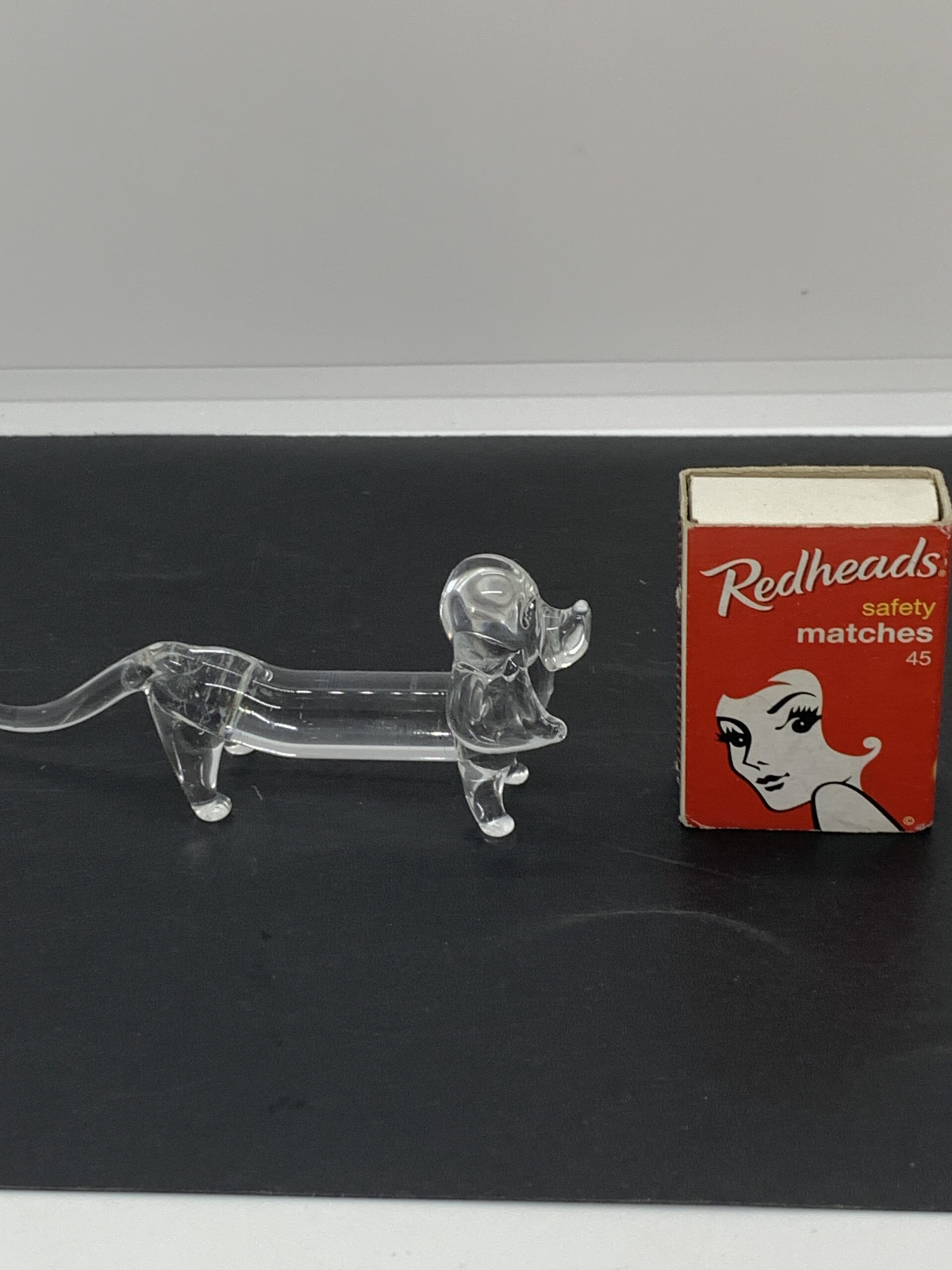 Clear Glass Dog 11cm long - Vintage Keepsakes