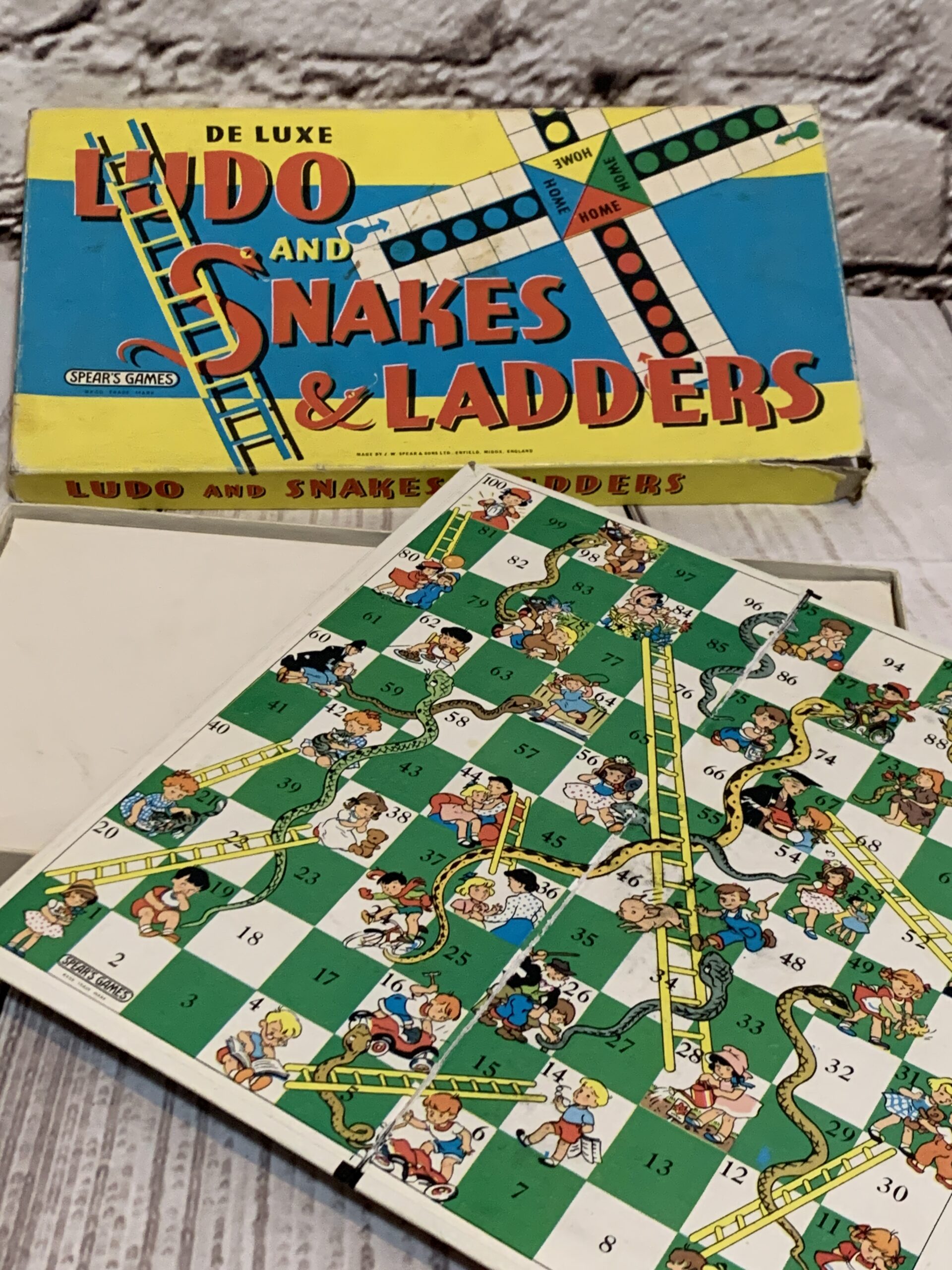 Deluxe Ludo and Snakes and Ladders Game (incomplete) - Vintage Keepsakes