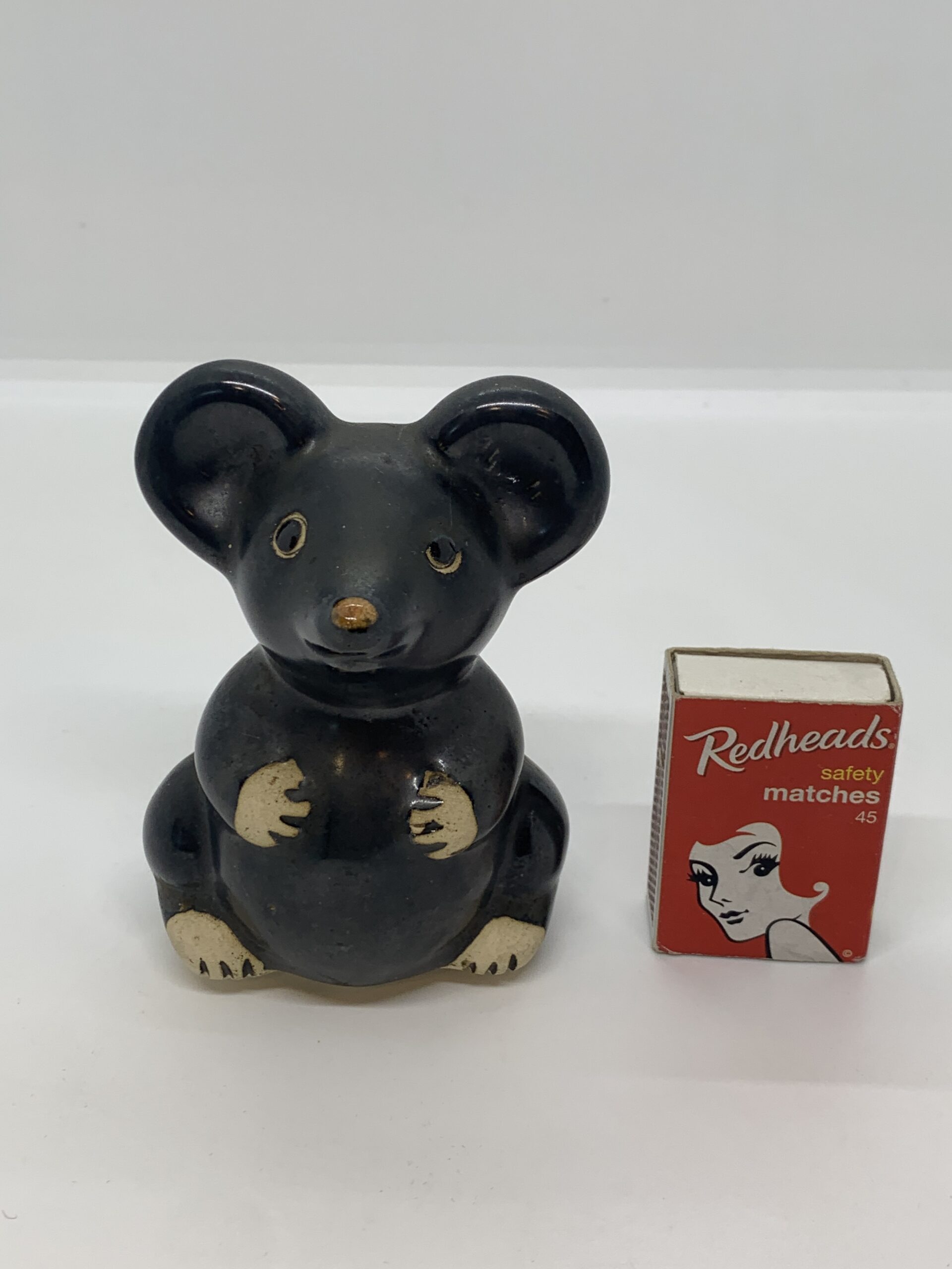 Black Pottery Mouse 10cm - Vintage Keepsakes