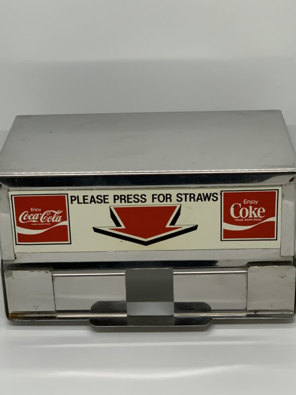 Stainless Steel Coca Cola Straw Holder and Dispenser - Vintage Keepsakes