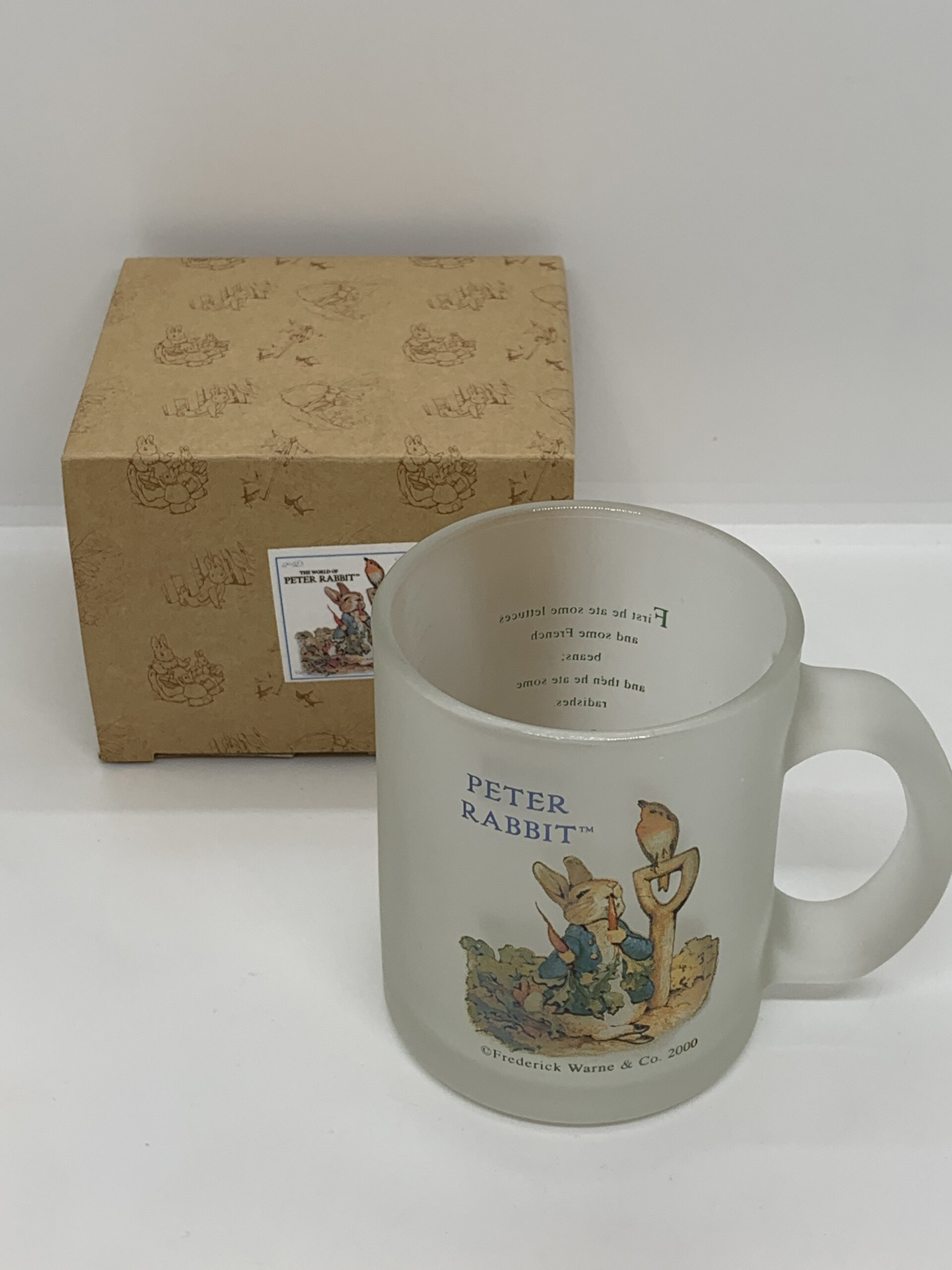 Peter Rabbit Frosted Glass Mug in Box - Vintage Keepsakes