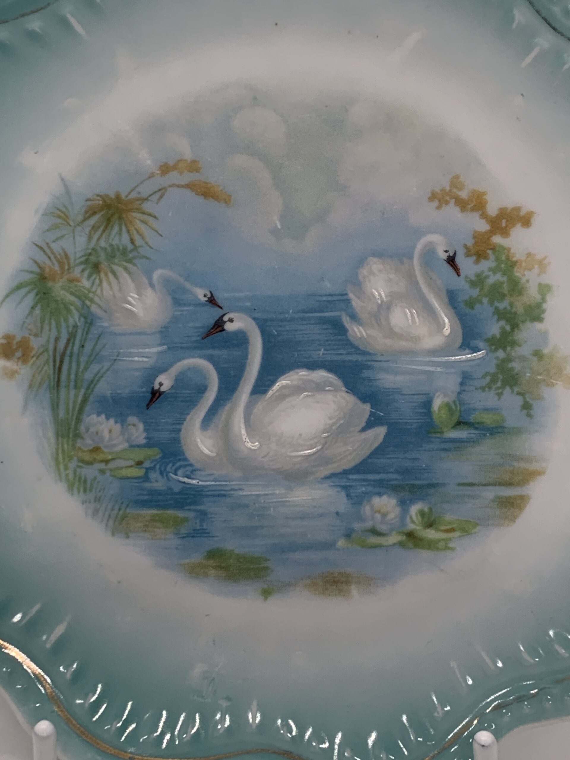 Baravian China Plate with Blue Swan Pattern 16cm - Vintage Keepsakes