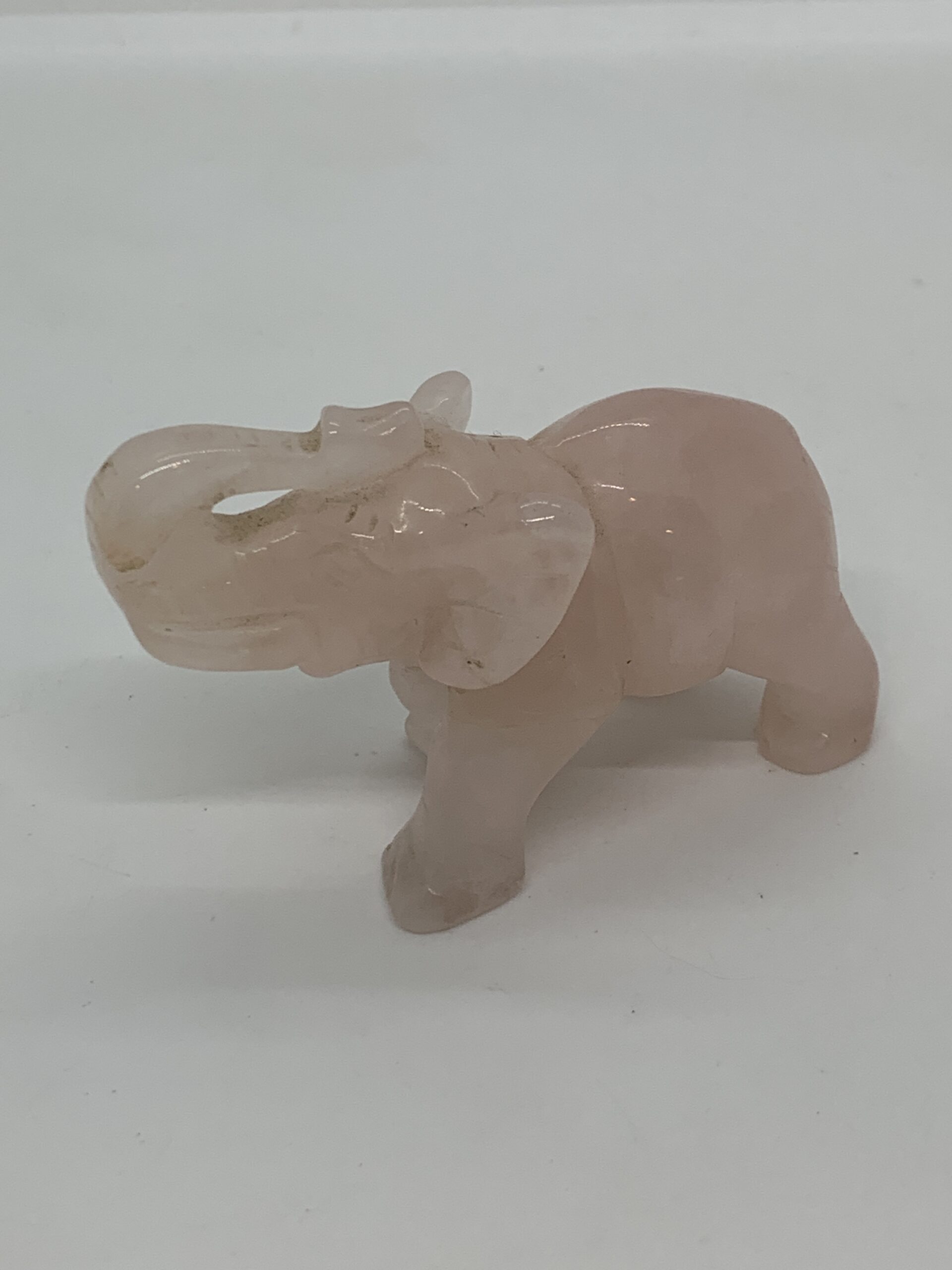 Pink Rose Quartz Elephant 4cm (repaired Leg) - Vintage Keepsakes