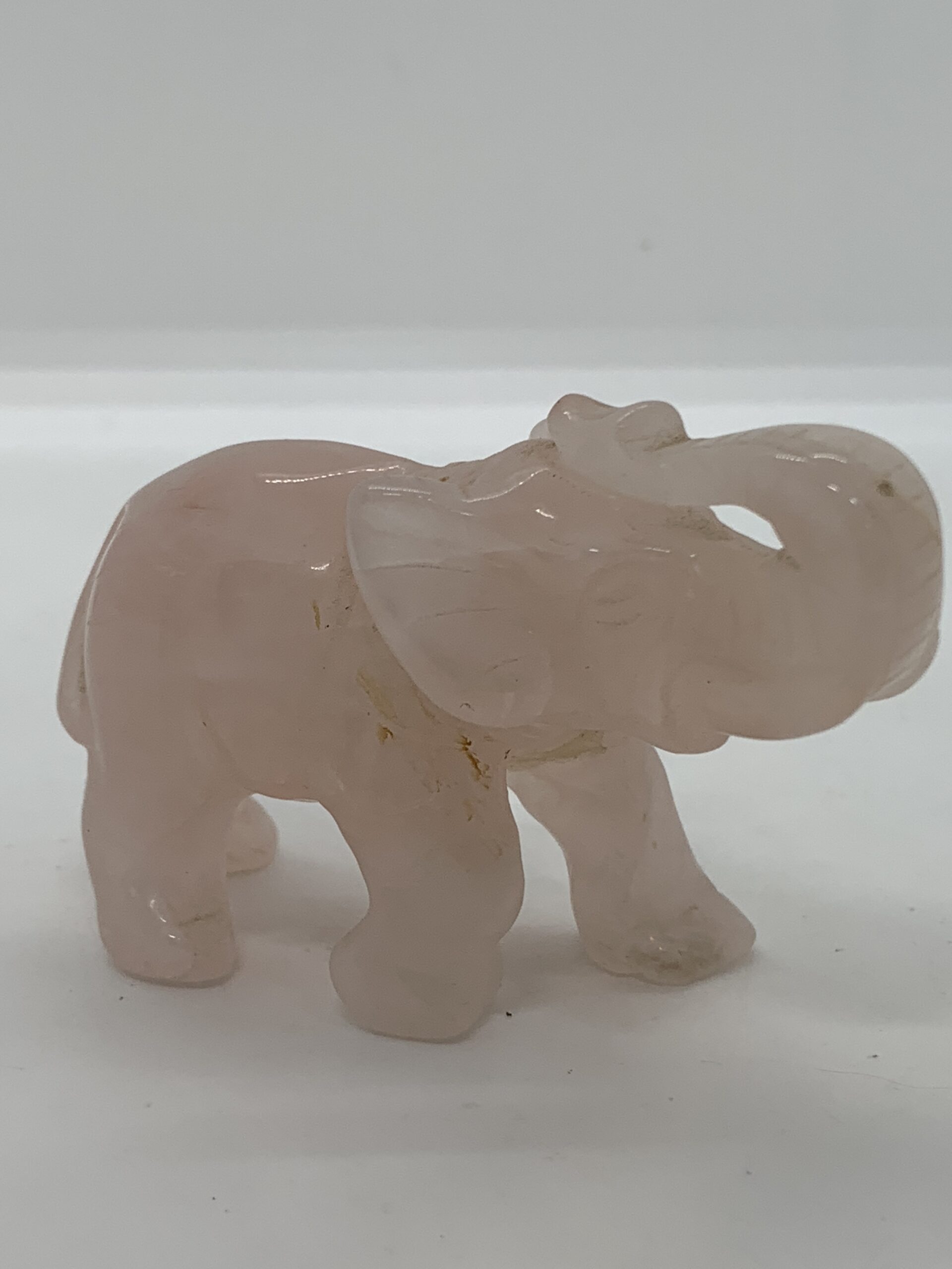 Pink Rose Quartz Elephant 4cm (repaired Leg) - Vintage Keepsakes